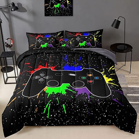 Amazon.com: BDUCOK 6 Pieces Gamer Comforter Set for Boys Gaming Bedding ...