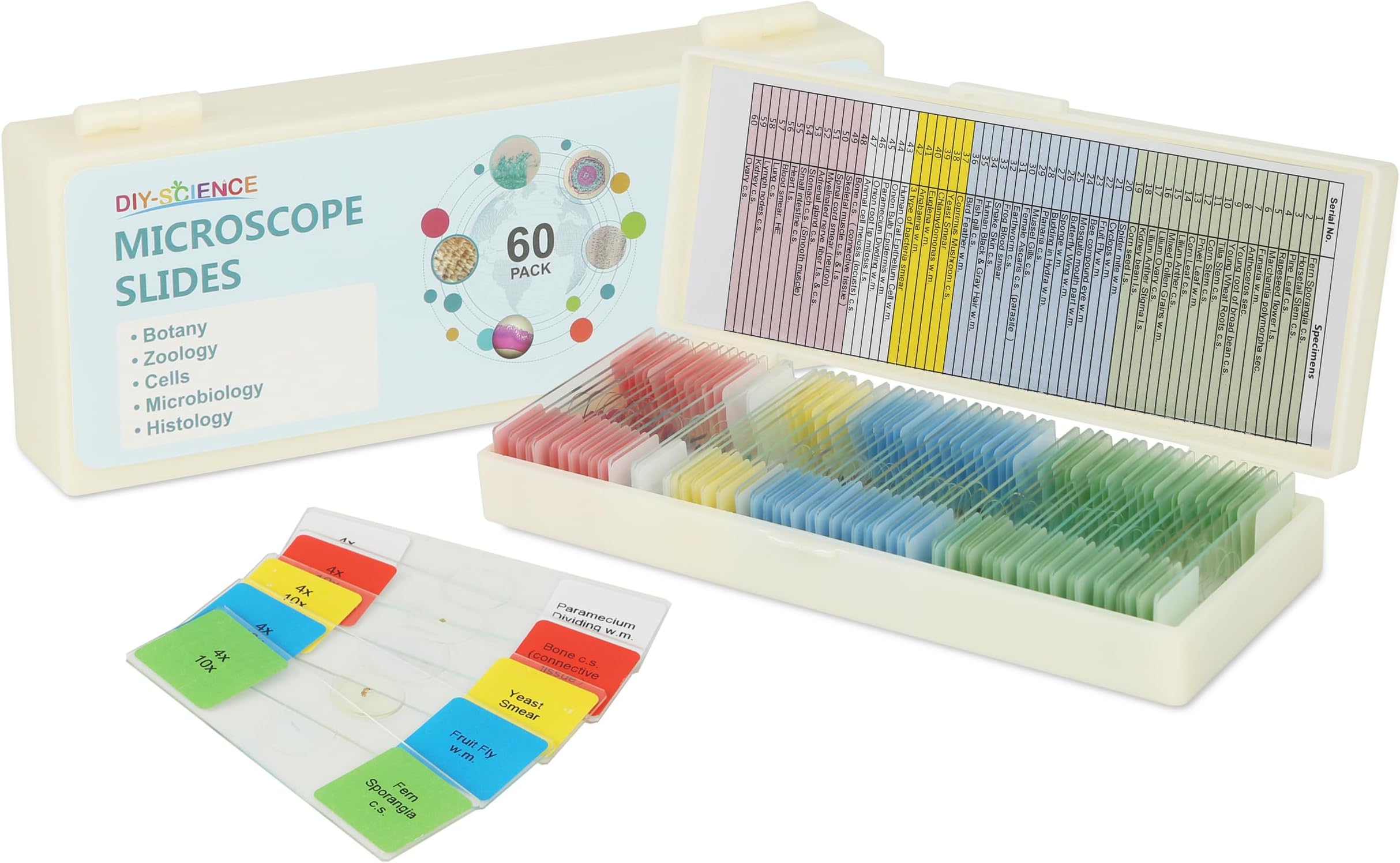 Amazon.com: Microscope Slides for Kids Ages 8+, 60 Prepared Microscope Slides with Specimens of ...