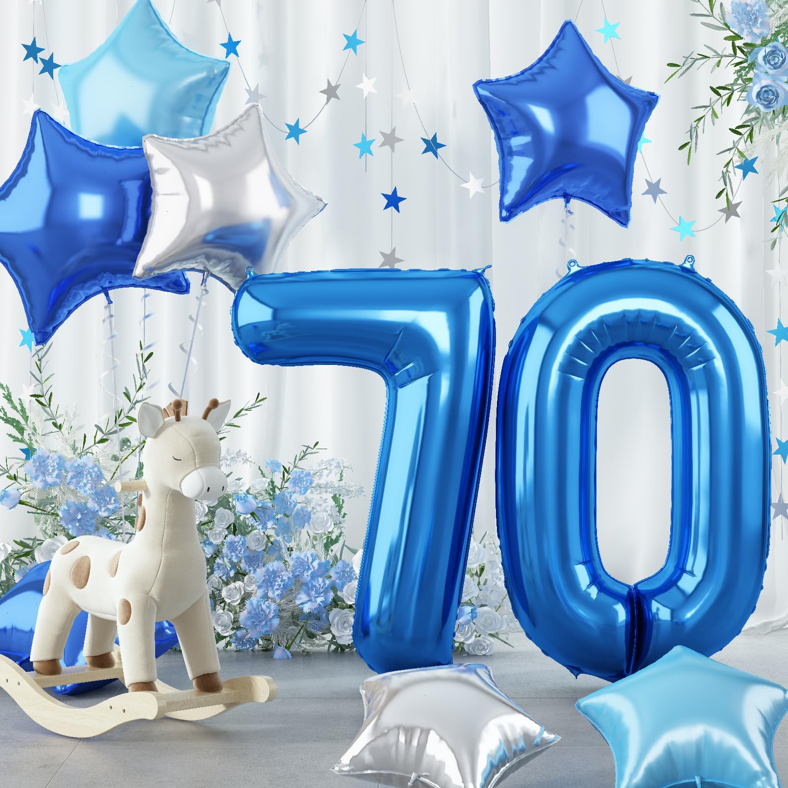 Amazon.com: 40 Inch Number 70 Balloons for Men, Dark Metallic Blue ...
