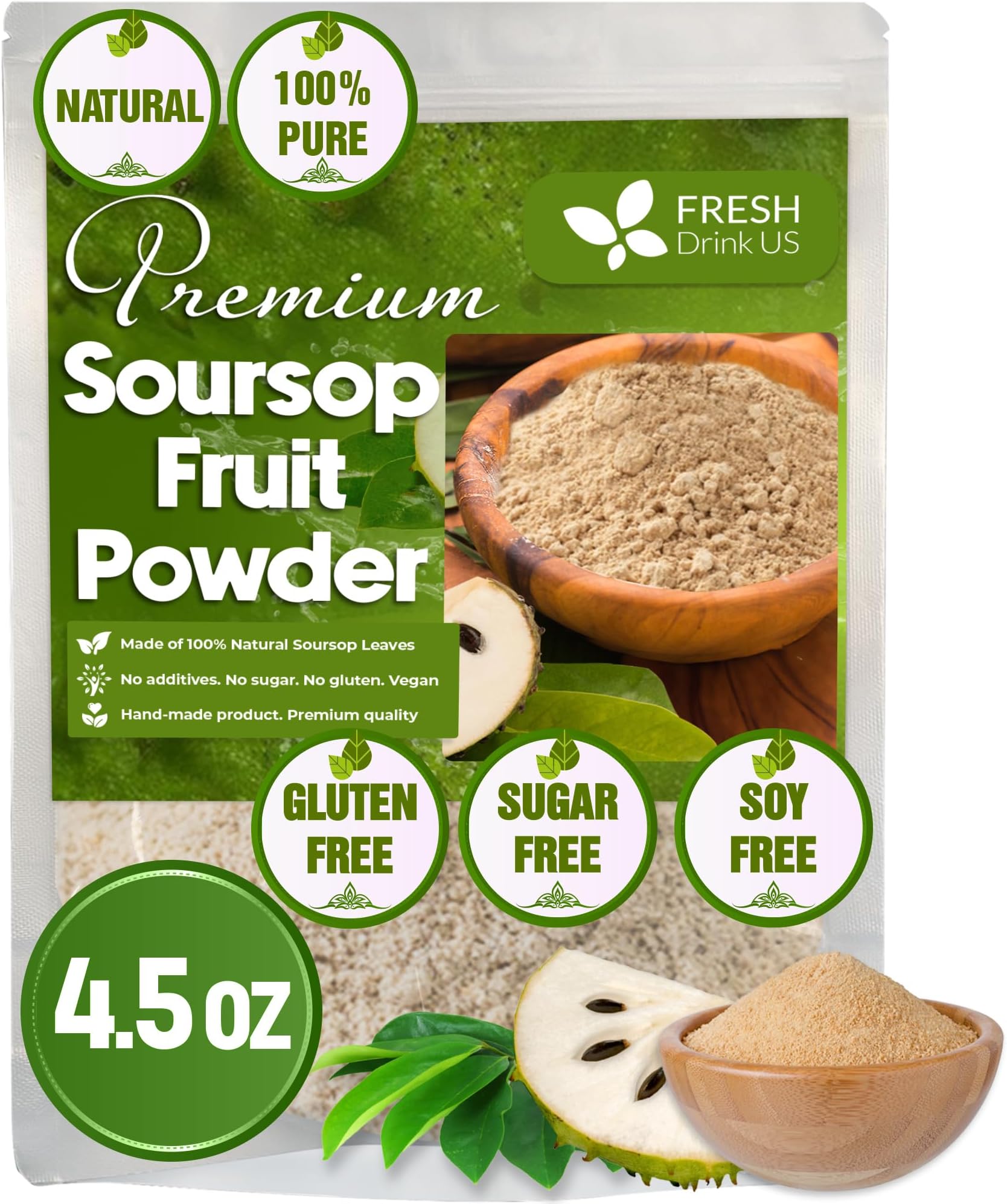 Amazon.com : FRESHDRINKUS, Premium 4.5oz Soursop Fruit Powder, 100% ...