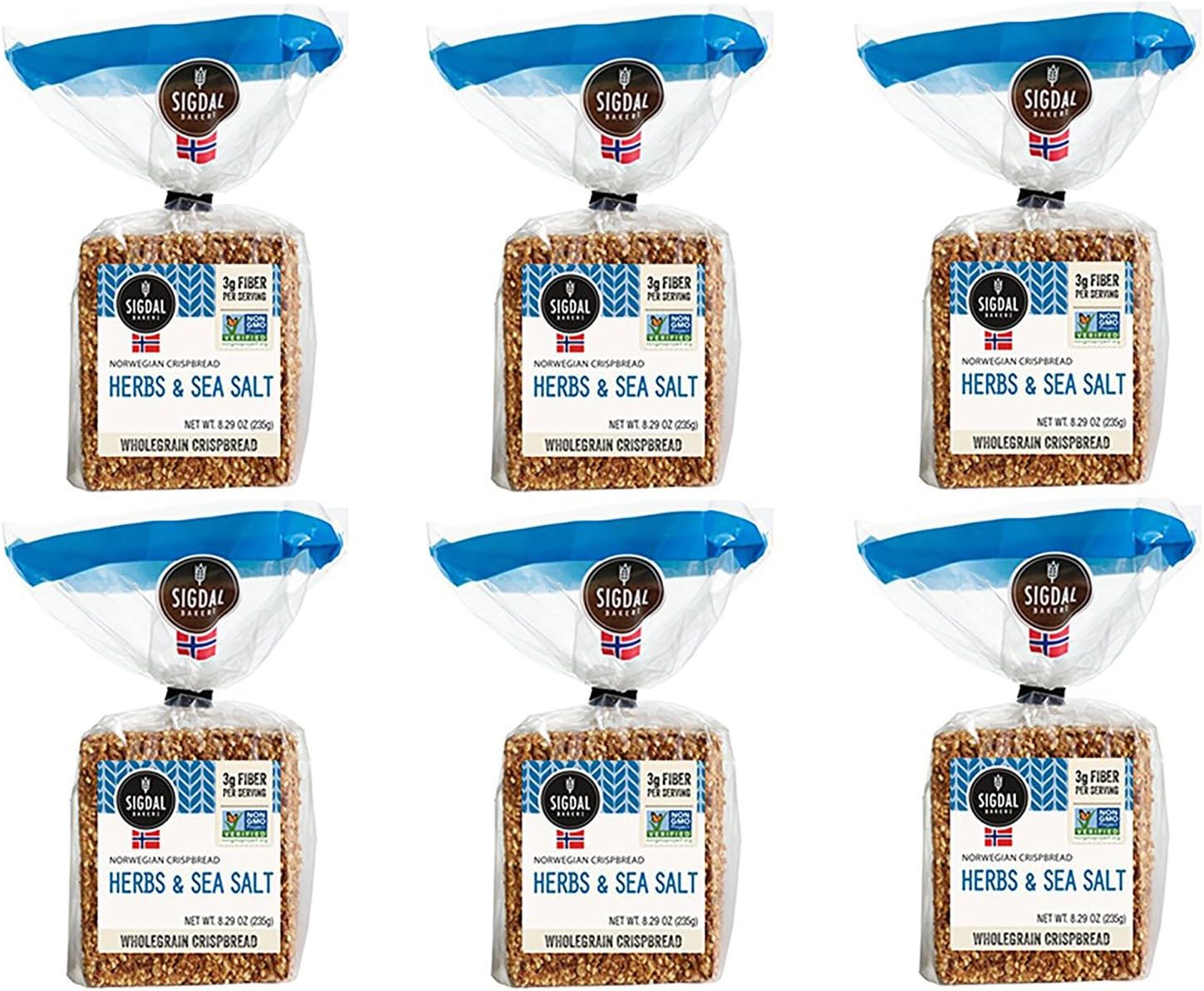 Amazon.com: Sigdal Bakeri Herbs and Sea Salt, Wholegrain Crispbread, 8 ...