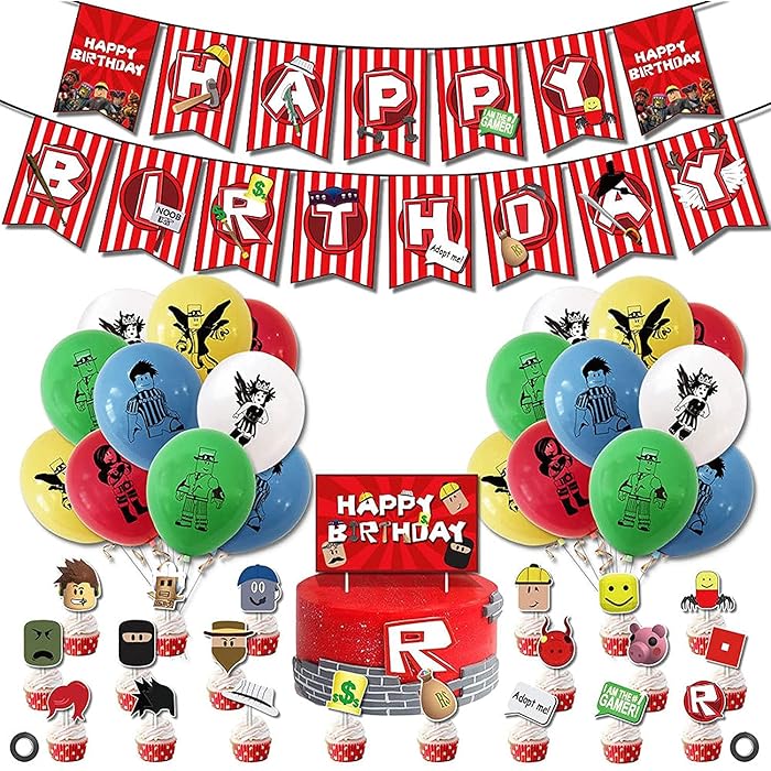Buy Roblox Theme Party Supplies,Birthday Decorations Balloons,Banner ...