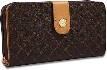 Rioni Button Fold Womens Credit Card Zipper Wallet - Signature Brown at ...