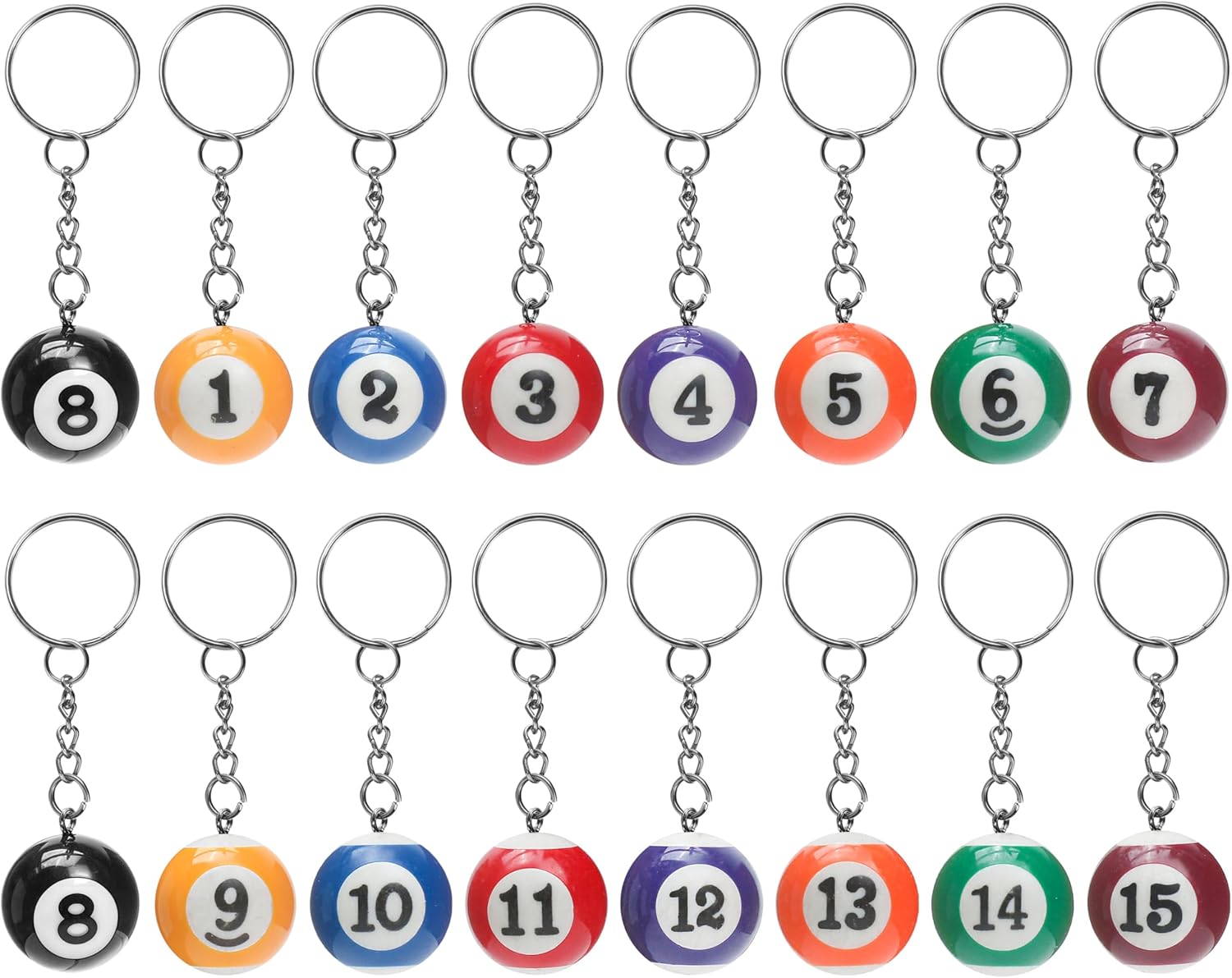 Amazon.com: 16Pcs Pool Ball Keychain, 0.98" Ball Diameter, Billiard ...