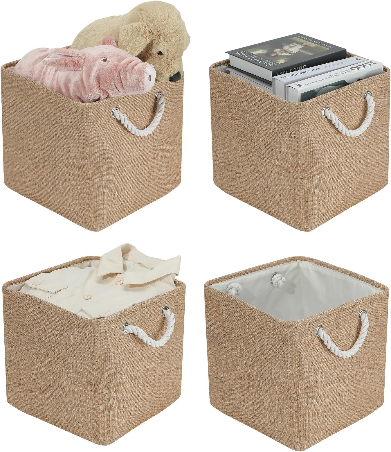 Lot de 4 boîtes de rangement pliables en tissu 30 x 30 x 30 cm - Grand ...
