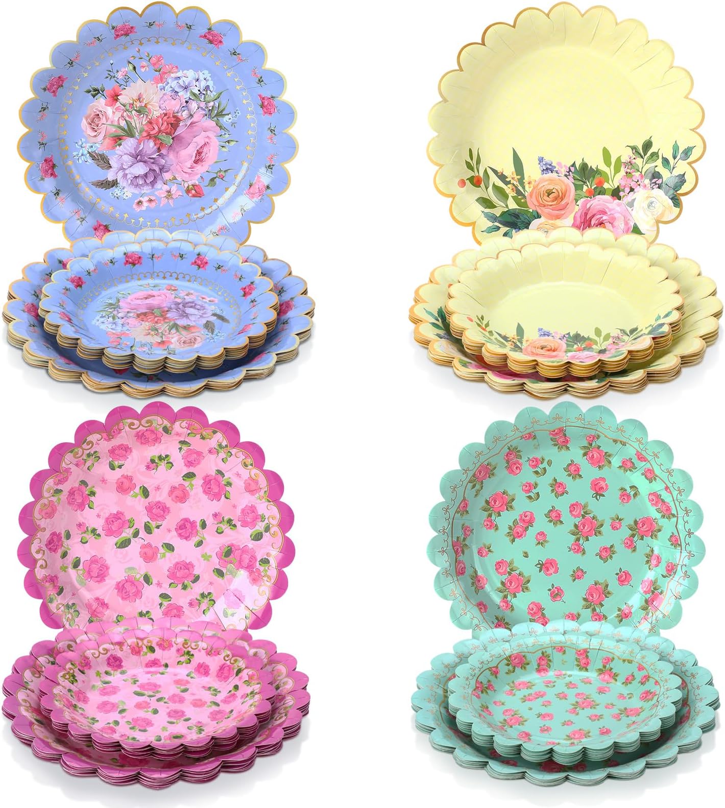 Amazon.com: Zopeal 60 Pieces Floral Butterfly Paper Plates 9 Inch, Pink ...
