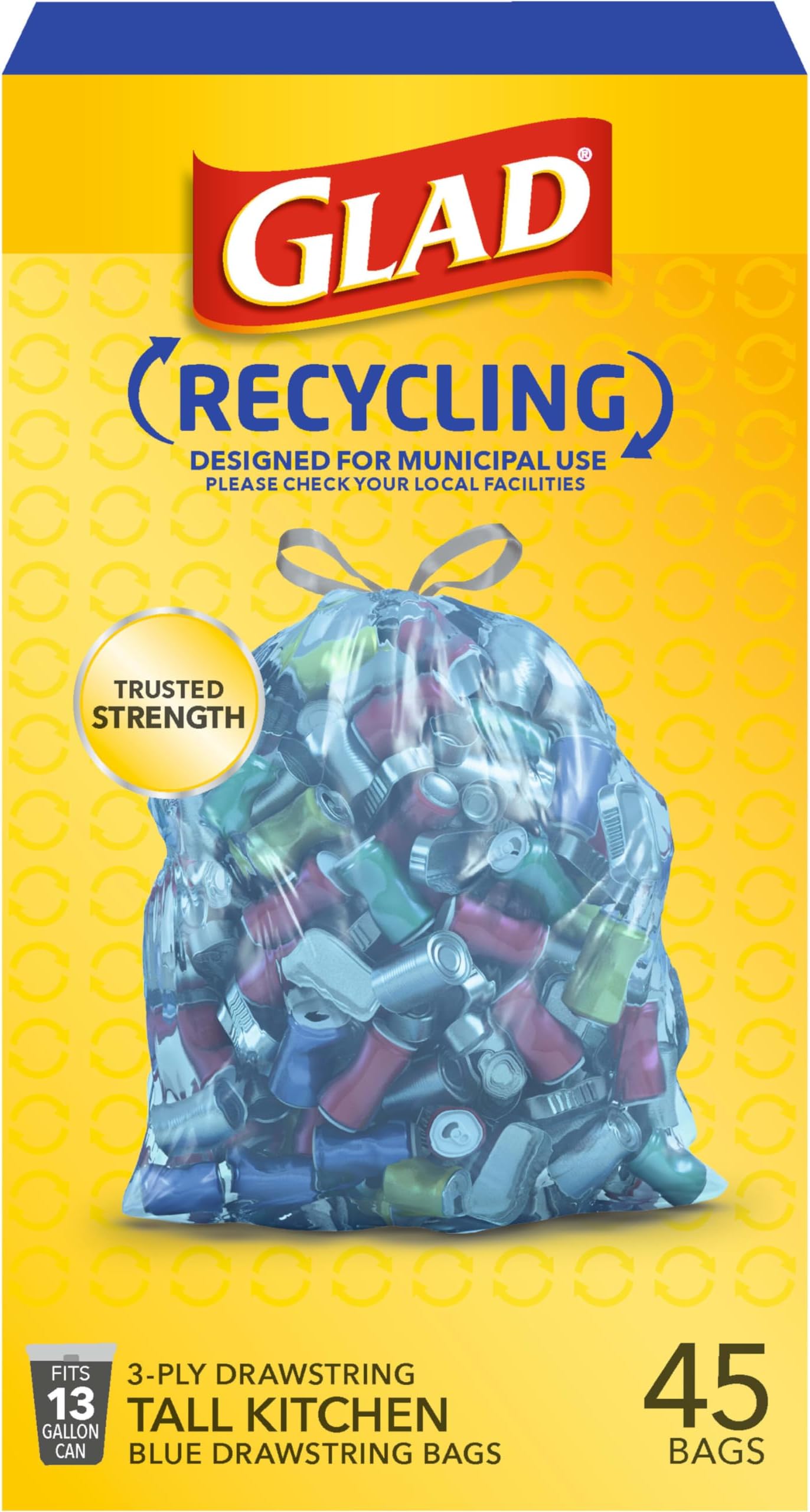 Amazon.com: Glad Recycling 30 gal. Trash Bags Drawstring 28 pk : Health ...