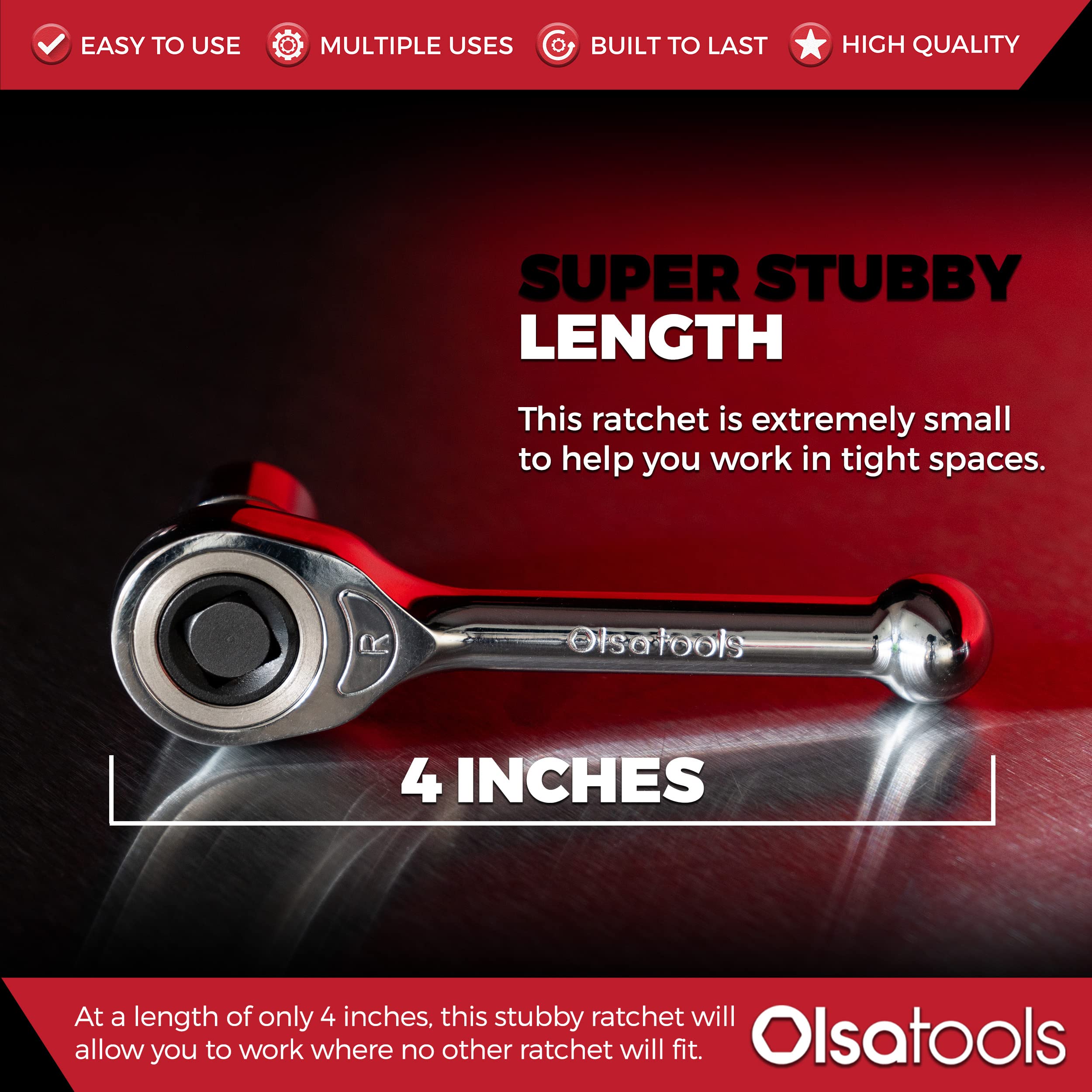Snapklik.com : Olsa Tools Gearless Mini Ratchet 3/8" Drive, 4" Long ...