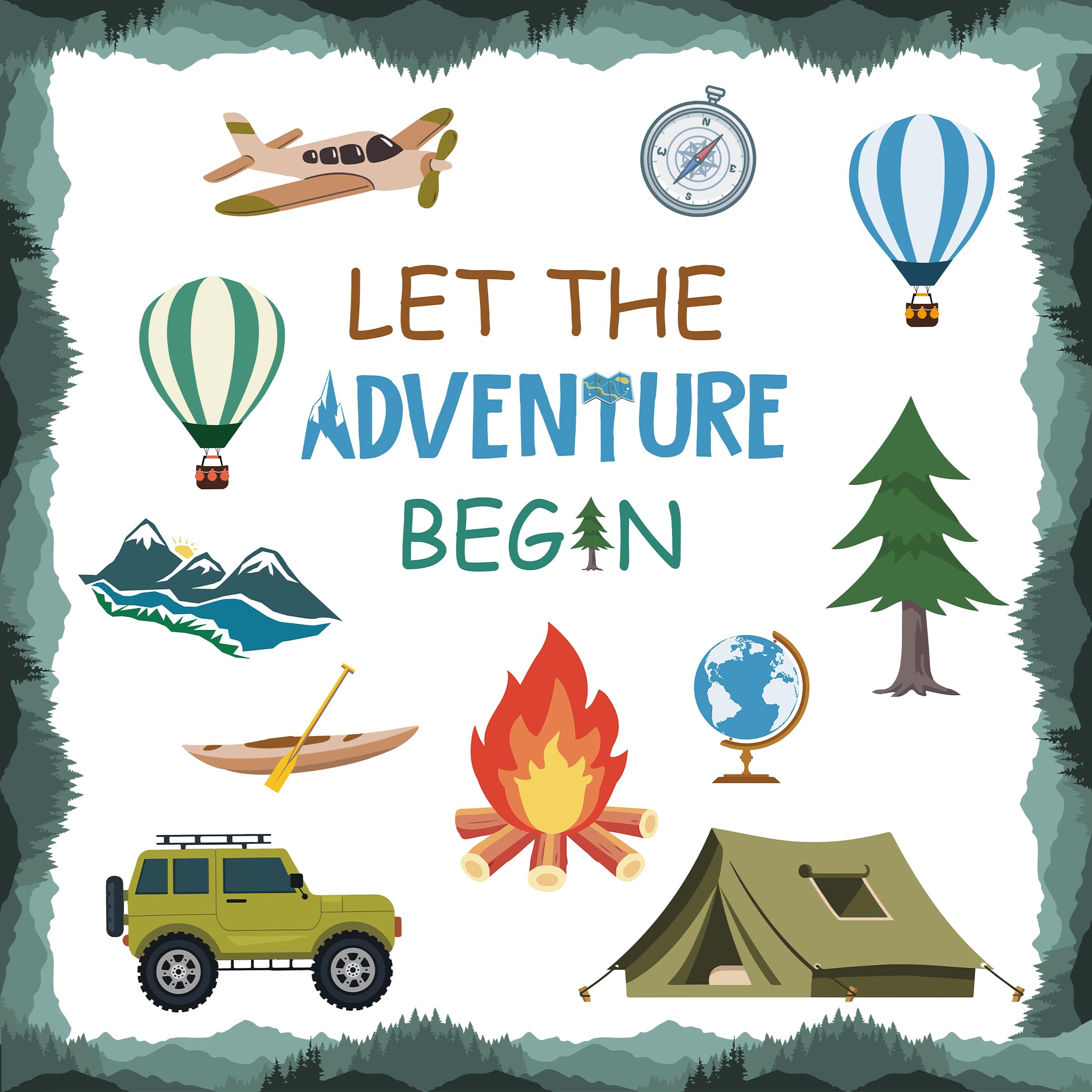 Bordure Clipart Camping Modèle De Bordure Avec Des Enfants Au Volant