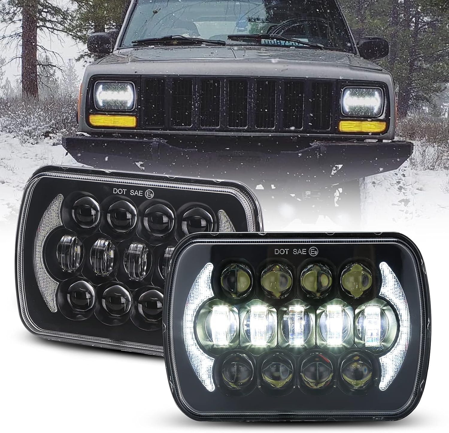 Amazon.com: SUP-LIGHT 5x7 7x6 Inch LED Rectangle Headlights compatible ...