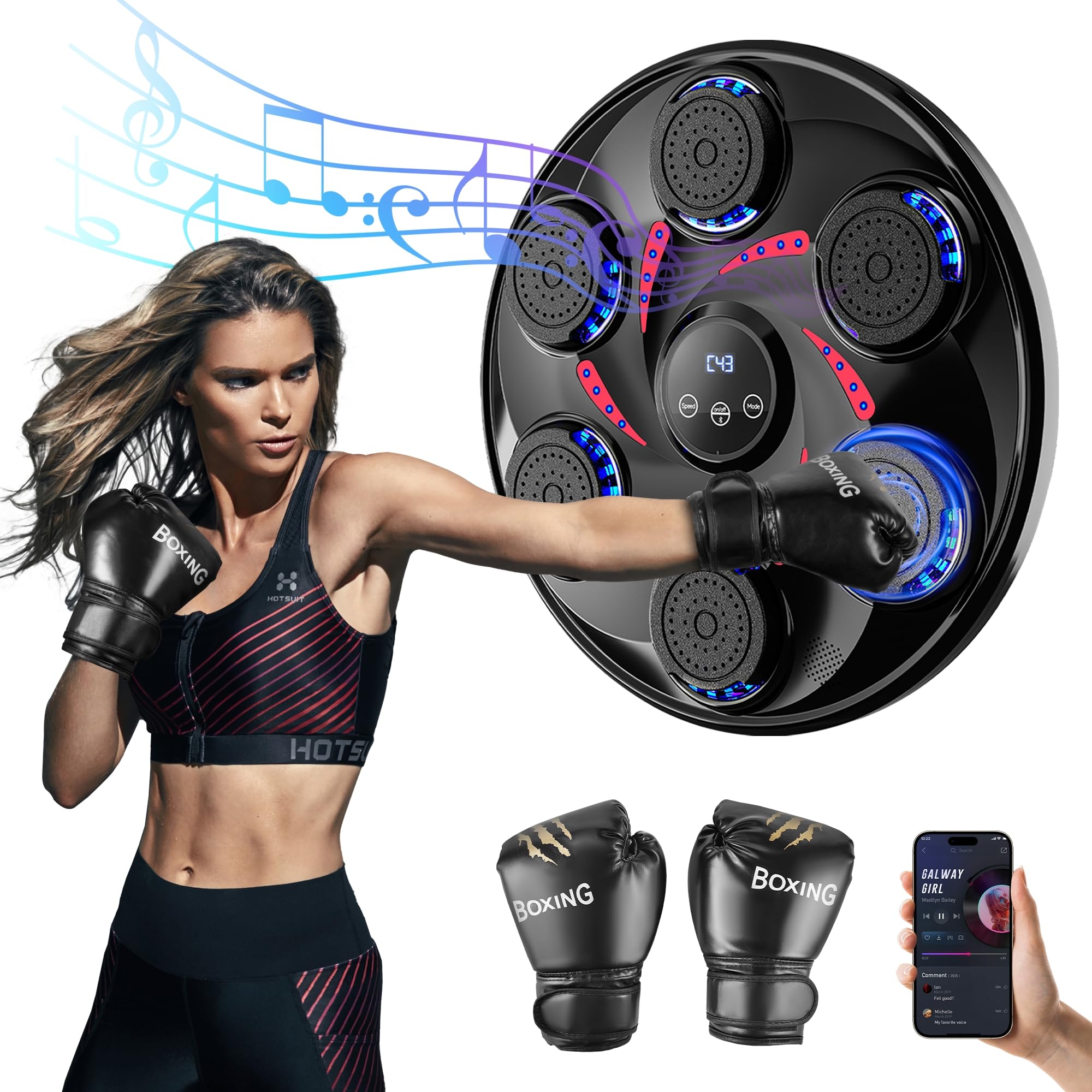 Music Boxing Machine - Boxing Machine with 9 Speeds & Modes - Music ...