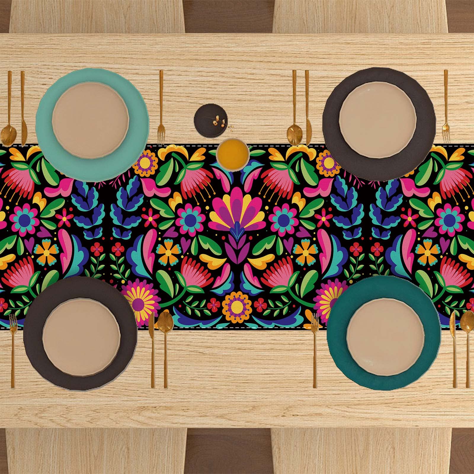 Snapklik.com : Linen Mexican Fiesta Table Runner 90 Inches Long Cinco ...