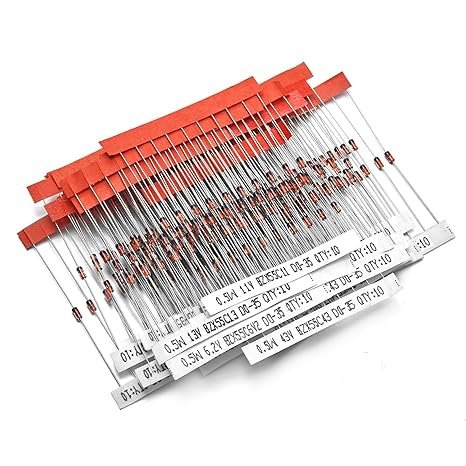 Chanzon 34 Values 0.5W Zener Diode Assorted Kit (2V 2.2V 2.4V 2.7V 3V 3.3V 3.6V 3.9V 4.3V 4.7V 5 ...