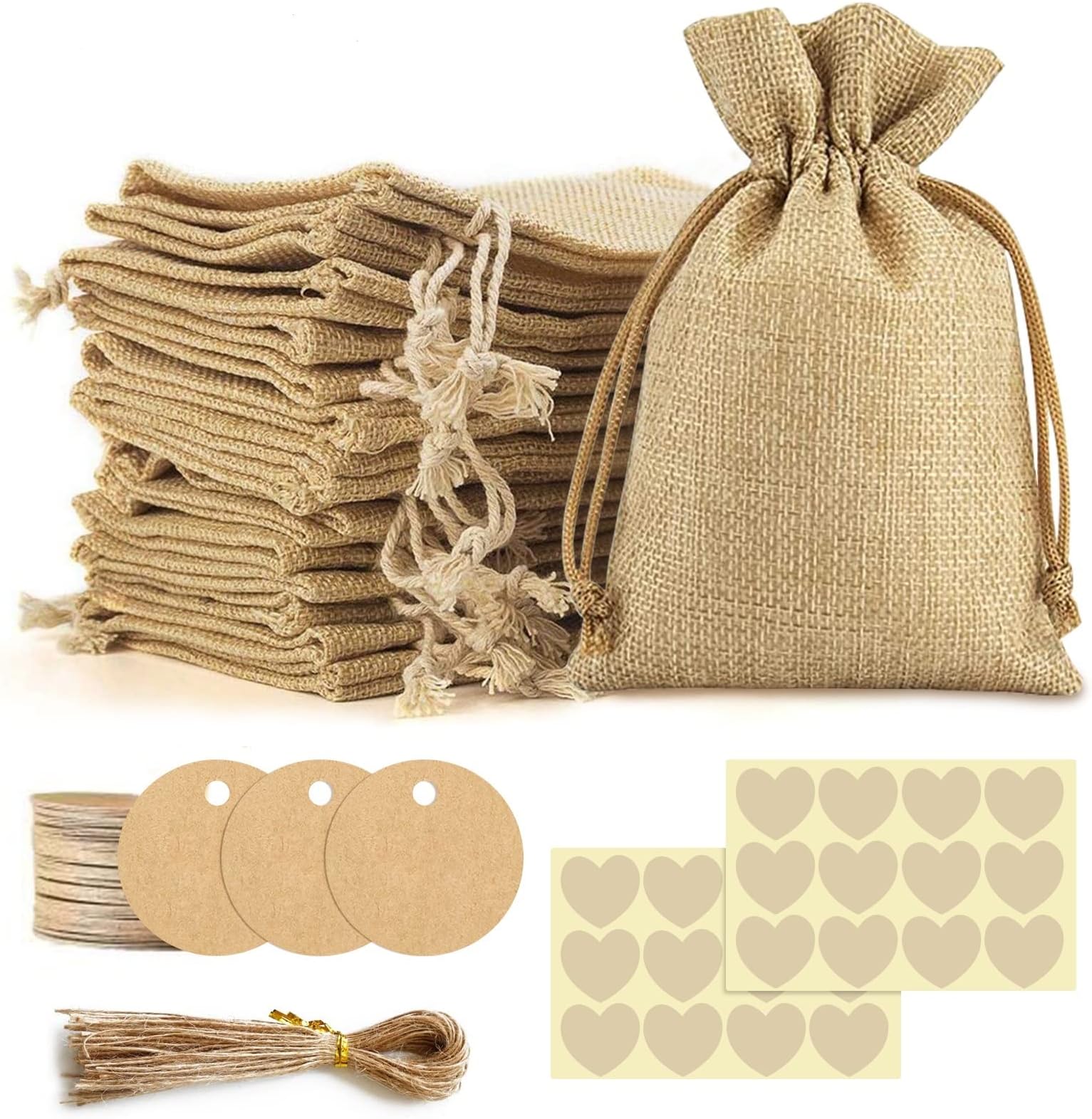 FINEVERNEK Sachets en Toile de Jute, 24 Pcs Sacs Cadeau en Lin avec ...