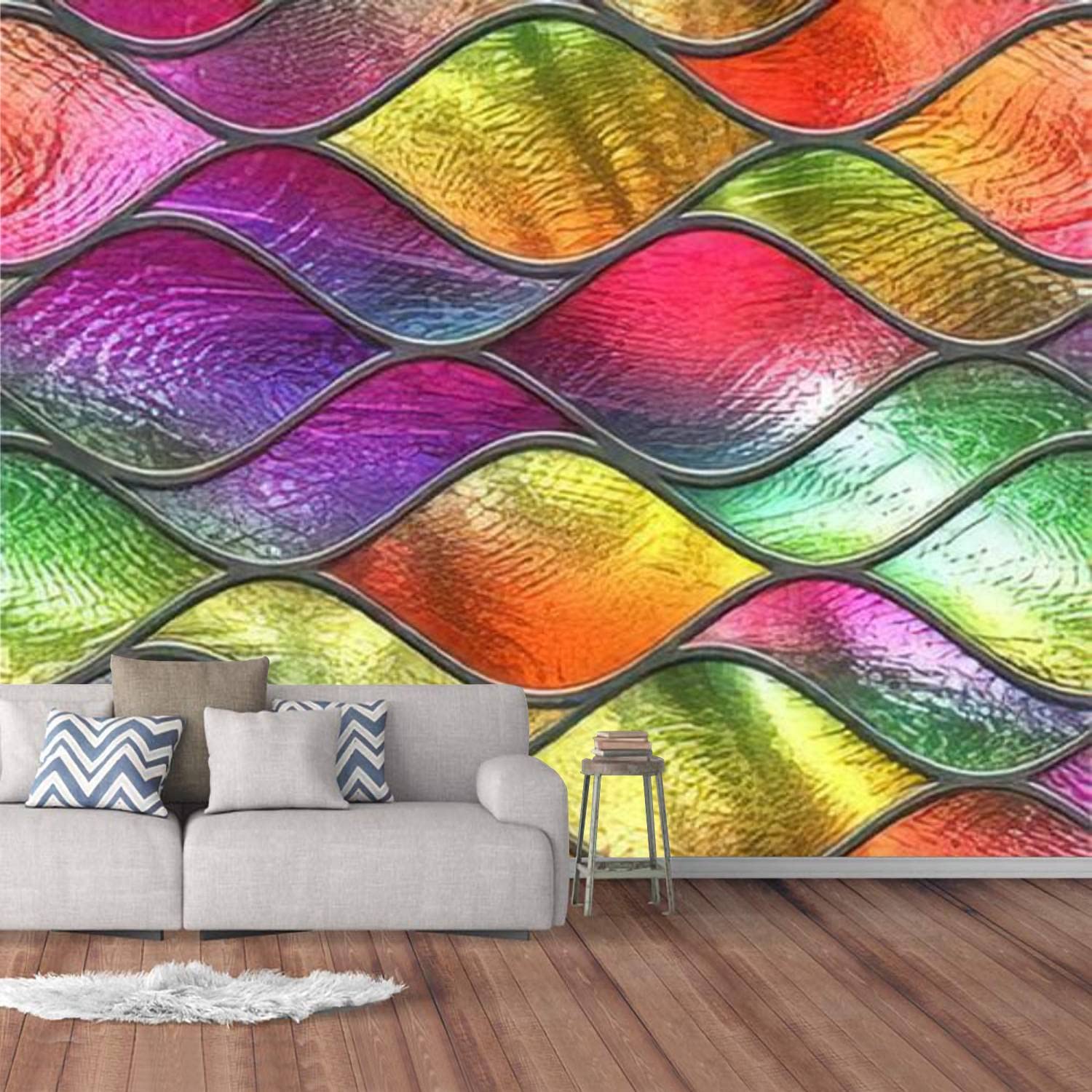 Stained Glass 3d Wallpaper Colorful Vibrant Glowing Stained Glass,