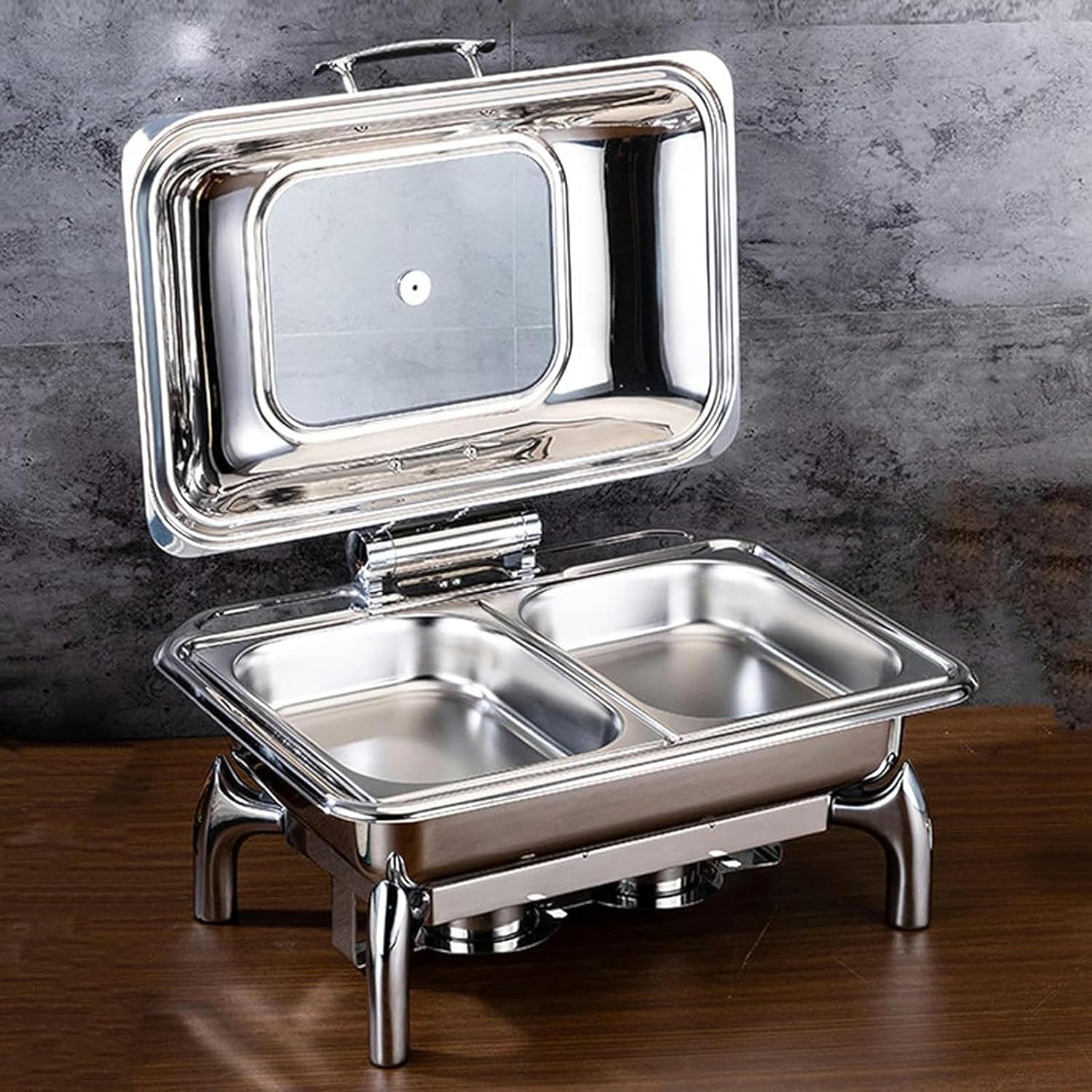 Amazon.com: FLTRGO Food Heater - Food Warm Plate, Stainless Steel Hot Pot Buffet Set with Glass ...