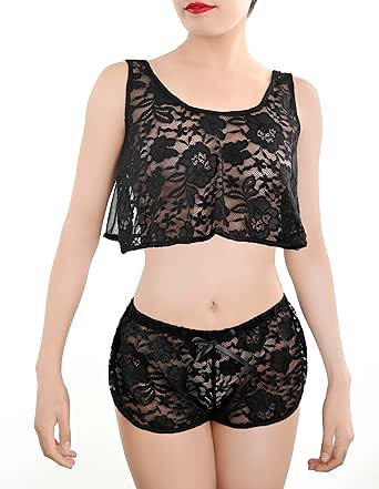 Sexy Ly Lencería Erótica Conjunto de 2 Piezas para Mujer con Encaje y Malla Transparente ...