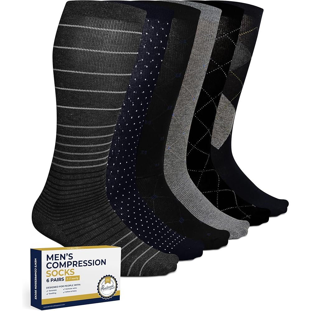 $7/mo - Finance Pembrook Light Compression Socks for Men - 6 Pairs | 8 ...