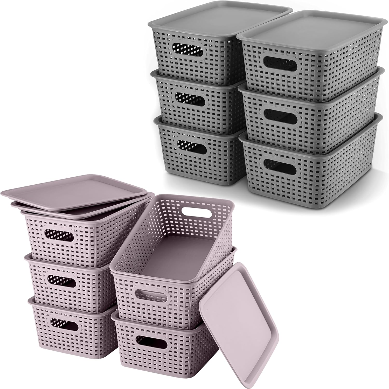 Amazon.com - AREYZIN 12 Pack Plastic Storage Baskets Bins With Lid ...