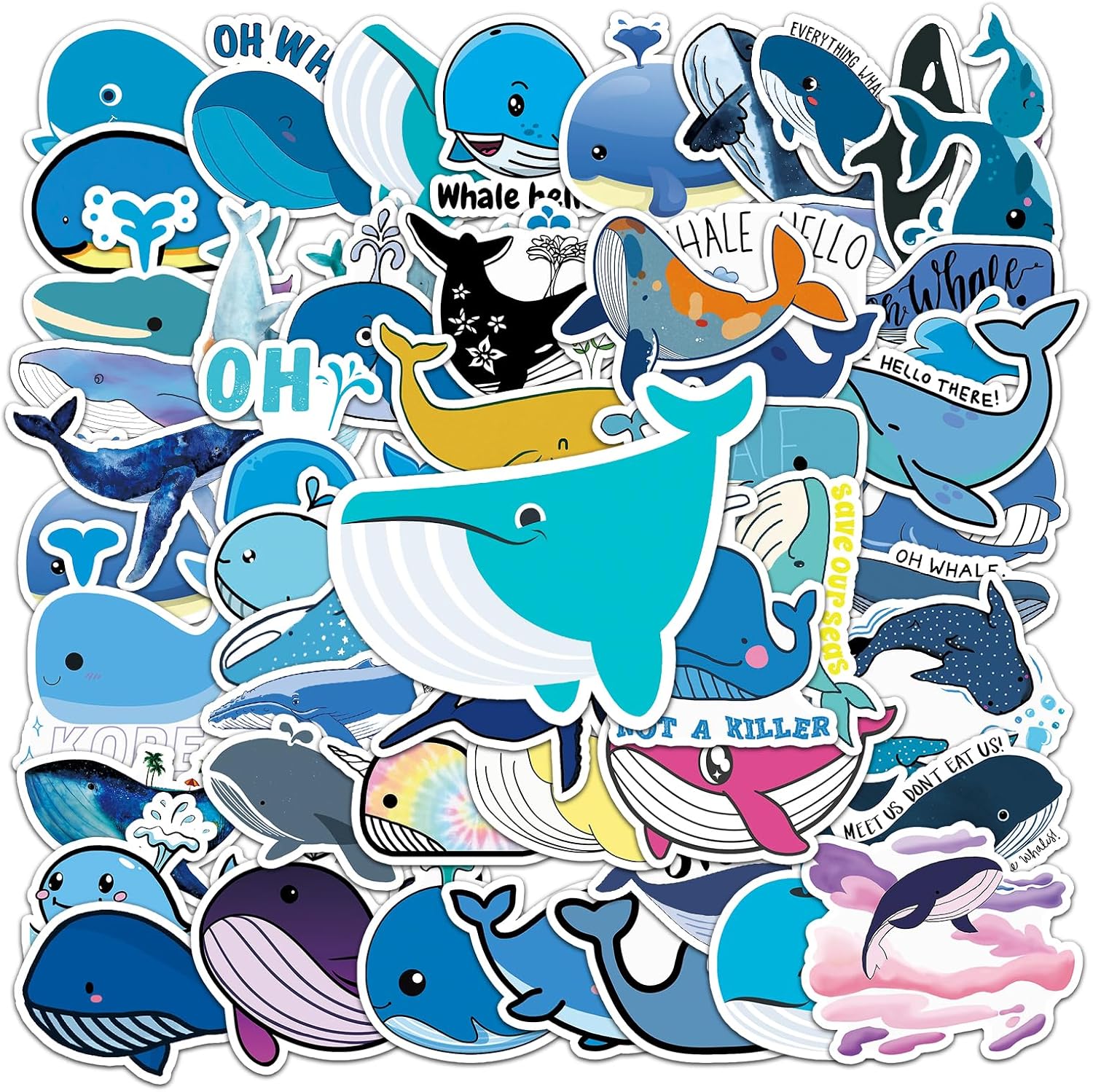Amazon.com: Whale Stickers 50PCS,Animal Stickers Waterproof Vinyl Sea ...