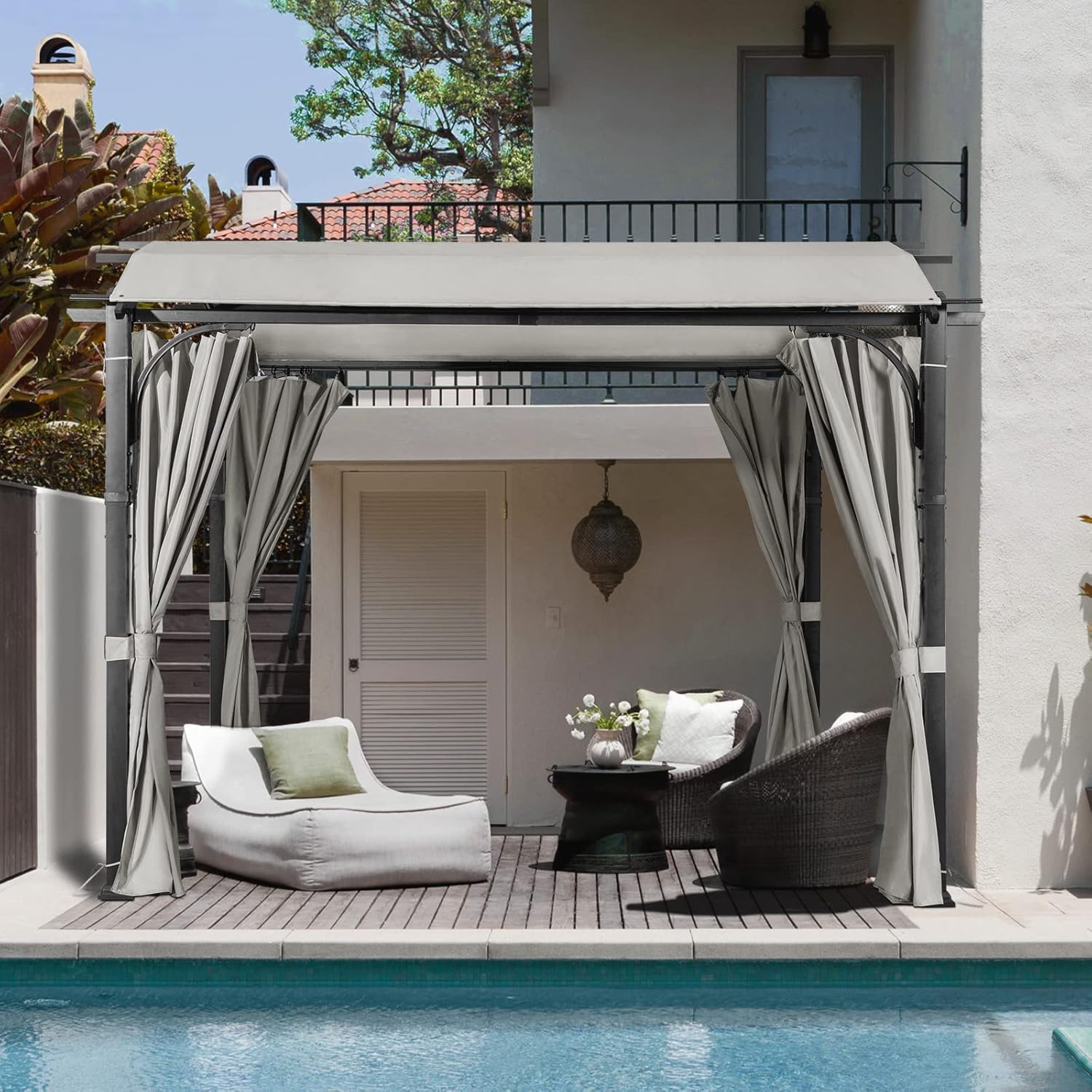 Joyside Pérgola para exteriores de 11 x 11 pies con paredes laterales ...
