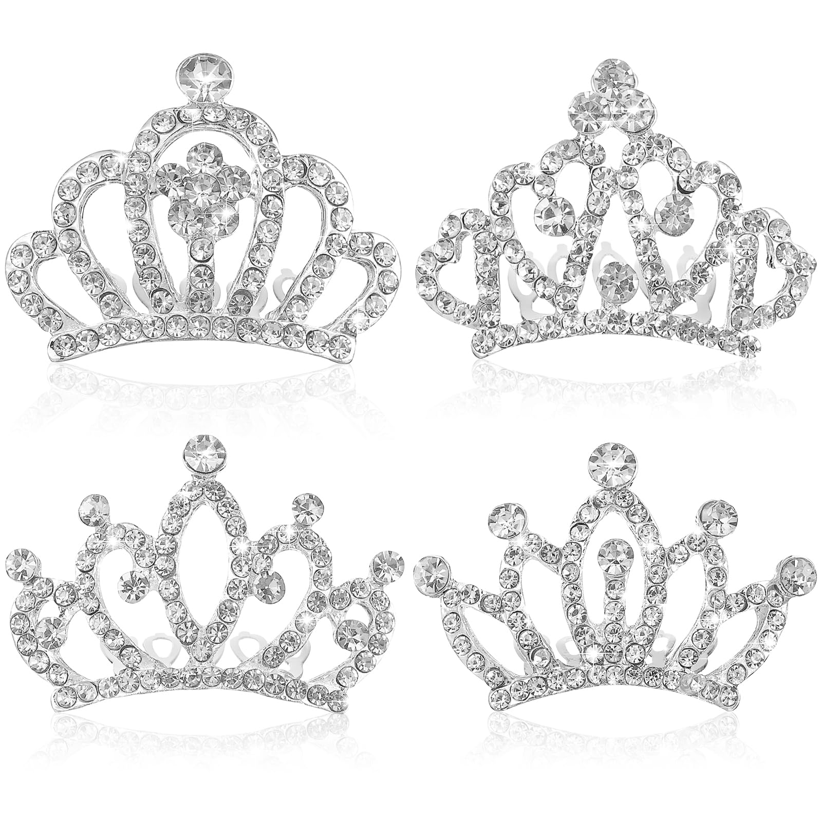 Amazon.com: minkissy 4pcs Crown Comb Hair Clips Medium Girl Hair Clips ...