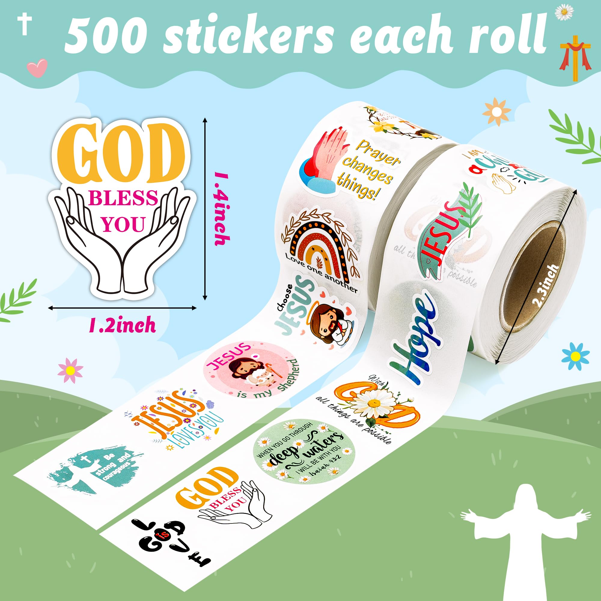 Snapklik.com : 1000pcs Christian Religious Sticker Rolls, 16 Designs ...