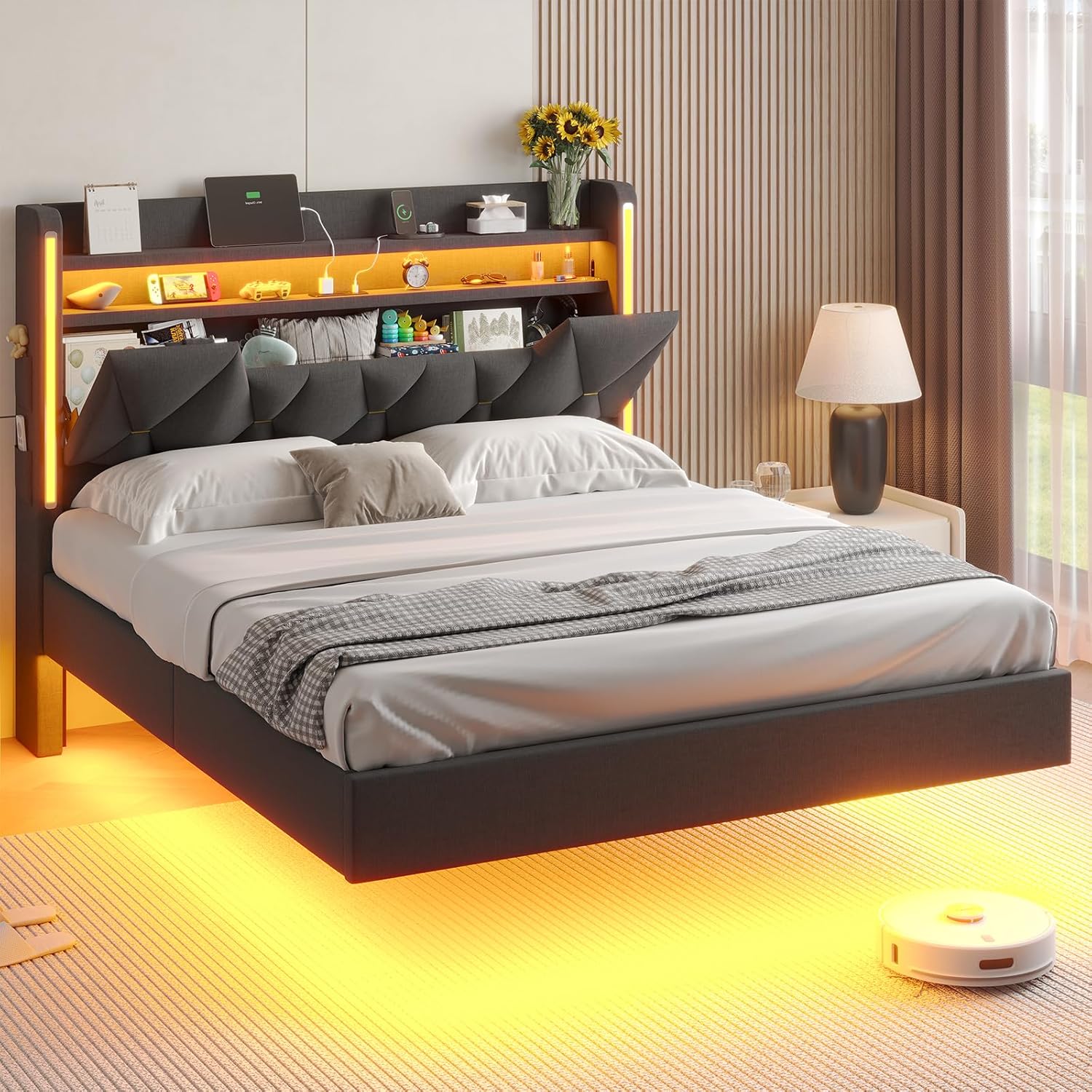 Amazon.com: Queen Bed Frame with Headboard,Bed Frame Queen Size with ...