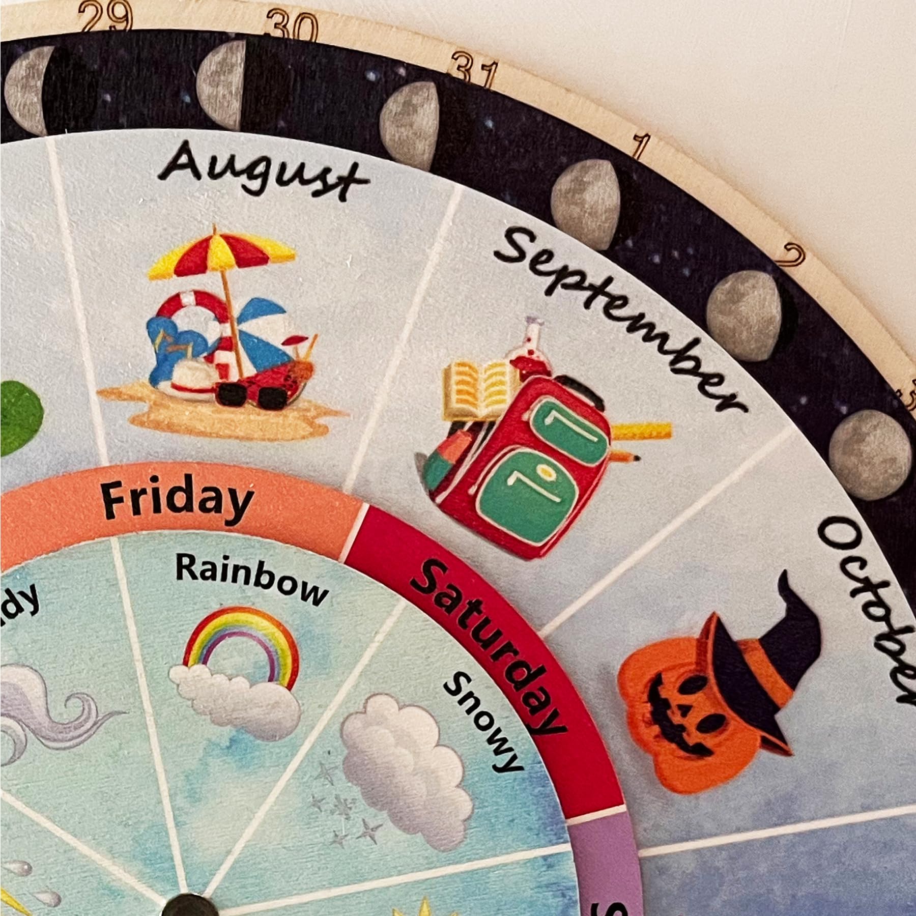 Snapklik.com : 12" Wheel Of The Year Wooden Perpetual Homeschool Calendar