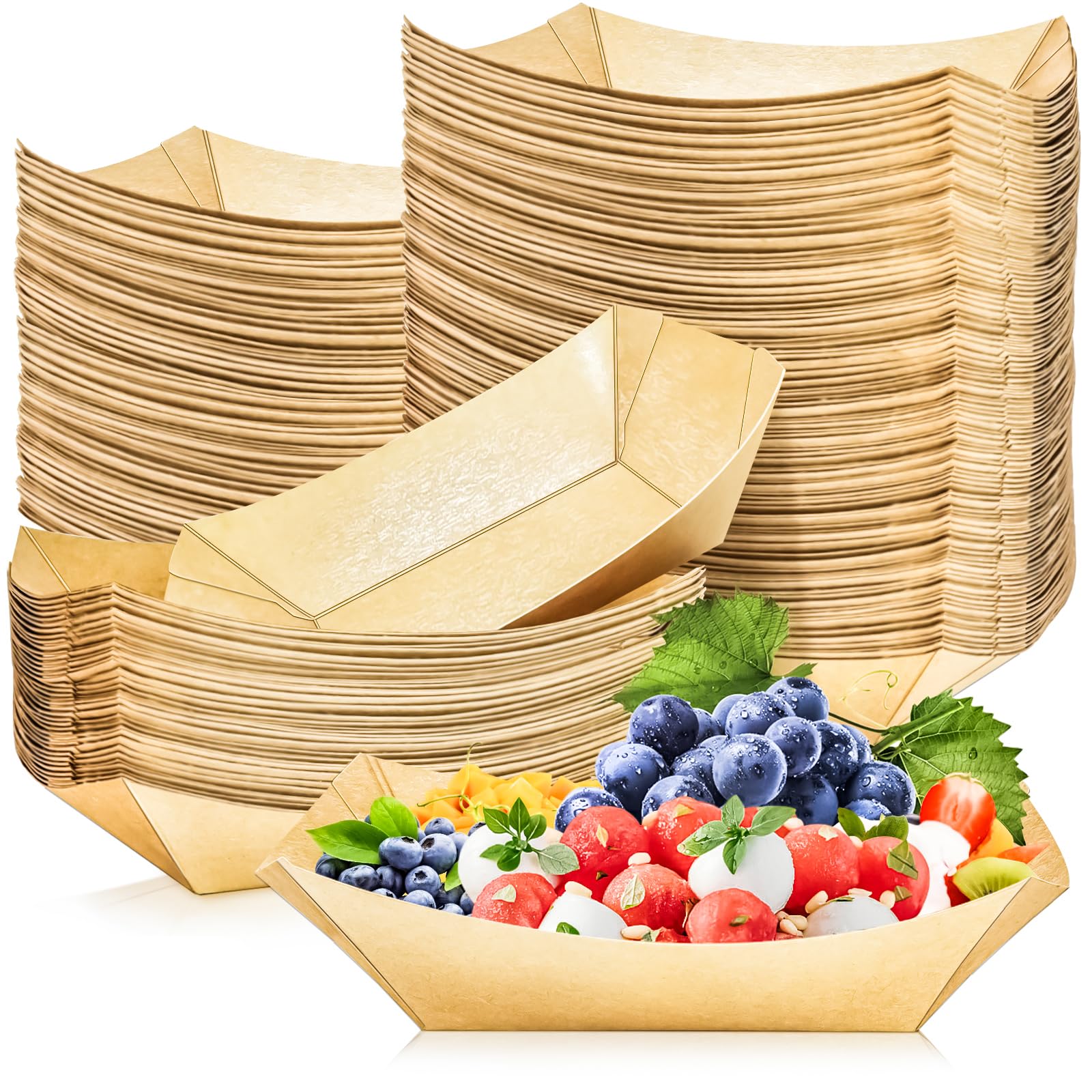 Snapklik.com : MotBach 90 Pack 2.5Lb Kraft Paper Food Boat Trays ...