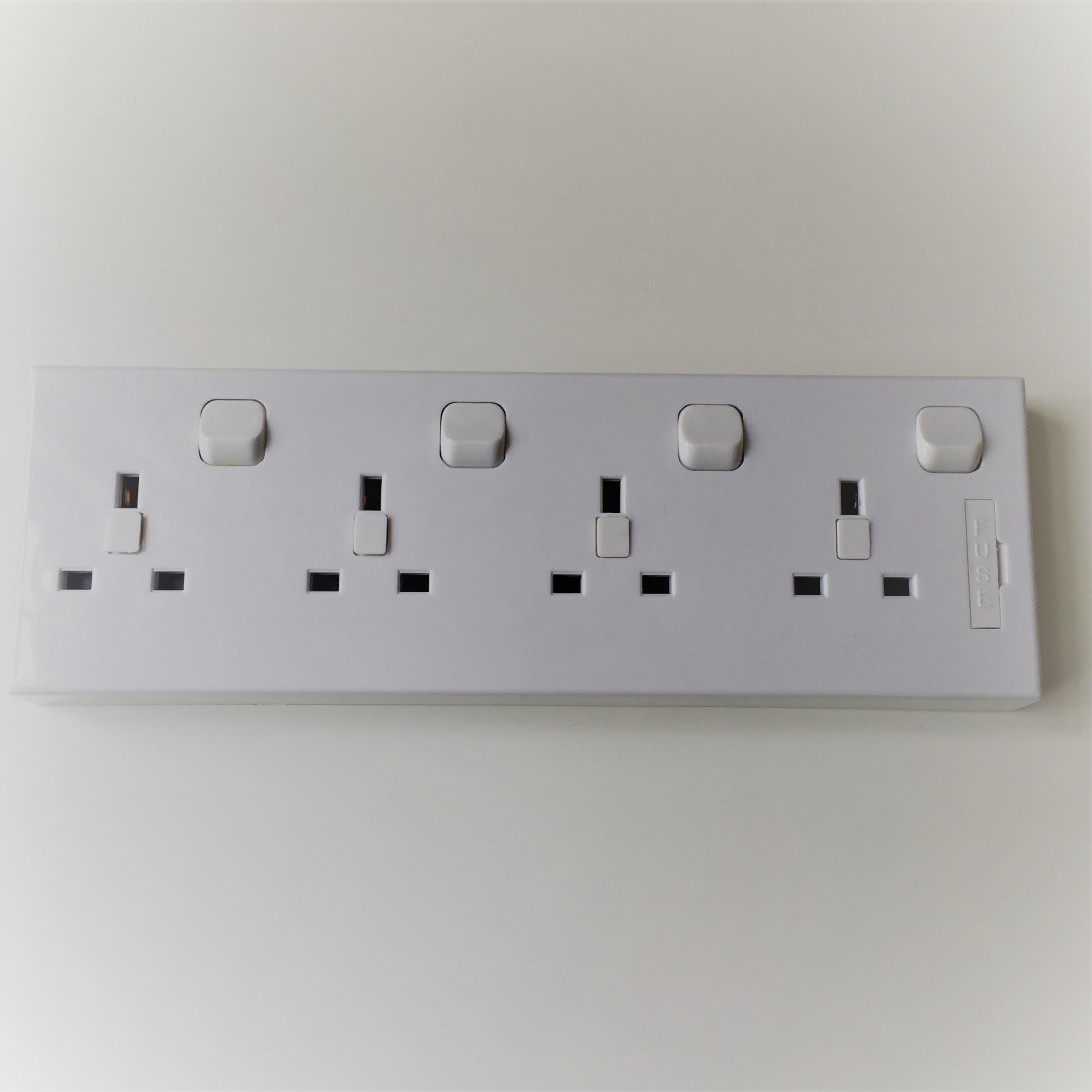 4 Way Switched Fused 13 Amp Converter Socket 1 or 2 Gang Sockets to 4 ...