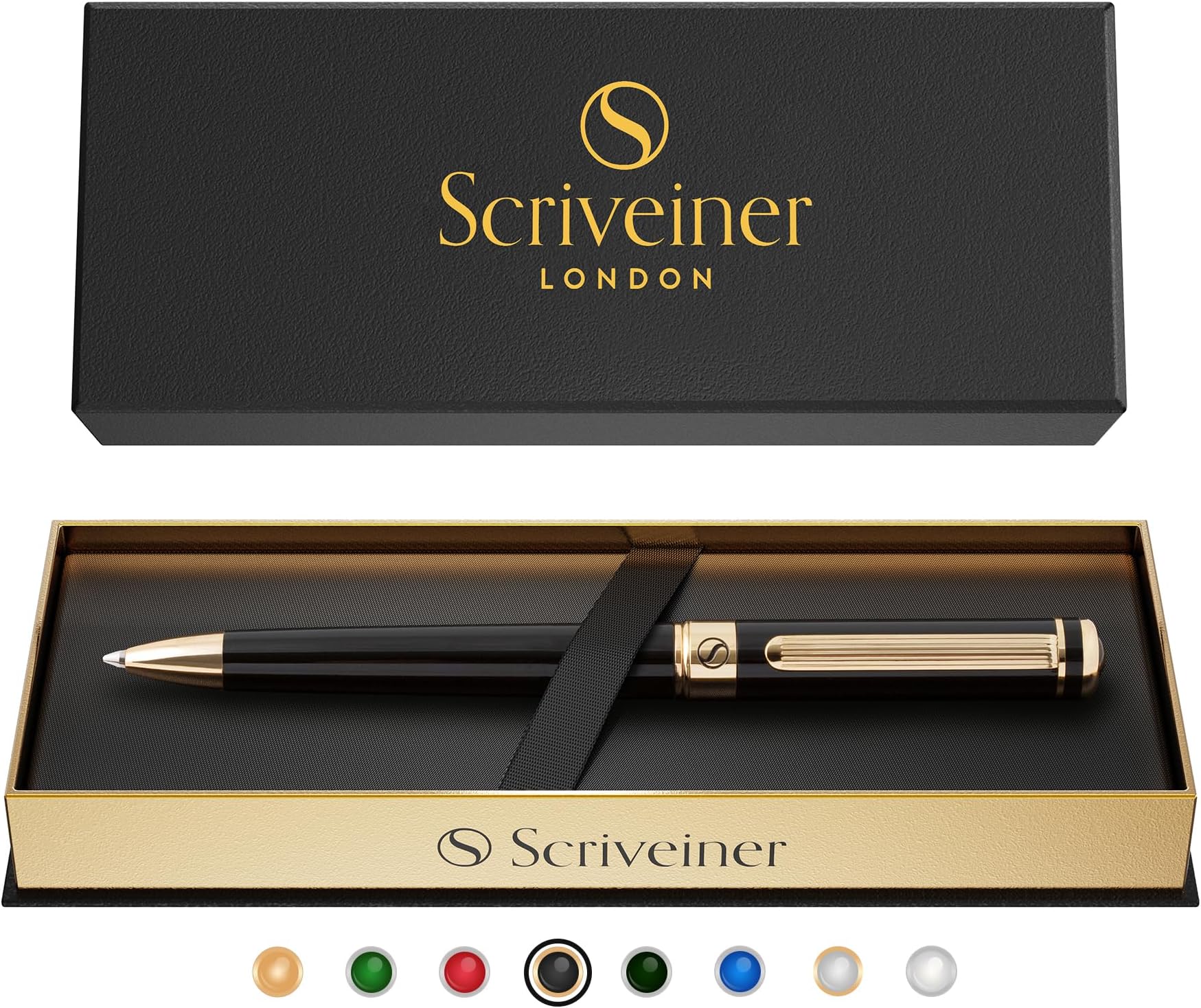 Scriveiner Black Lacquer Ballpoint - Stunning Luxury Pen, Real Gold ...