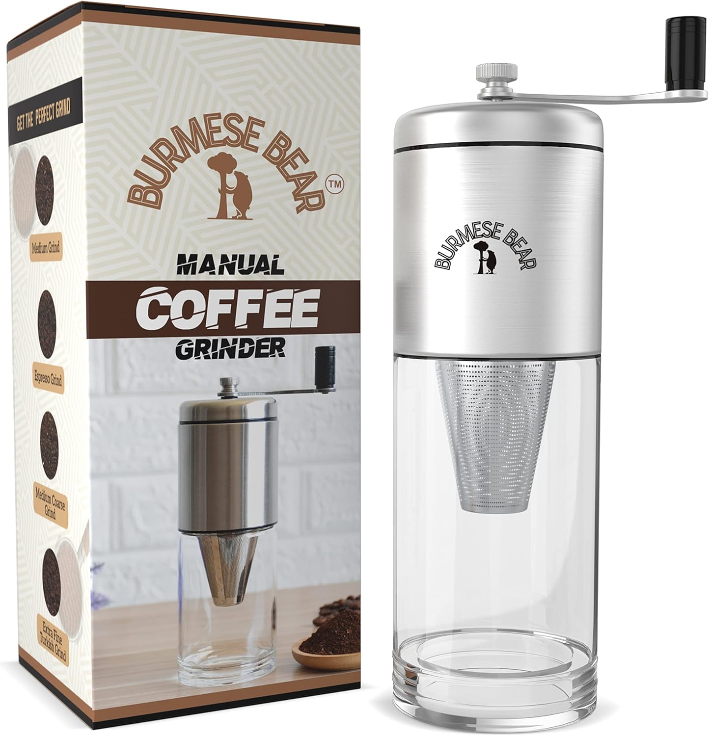 Amazon.com: Burmese Bear - Manual Coffee Grinder with Ceramic Conical ...