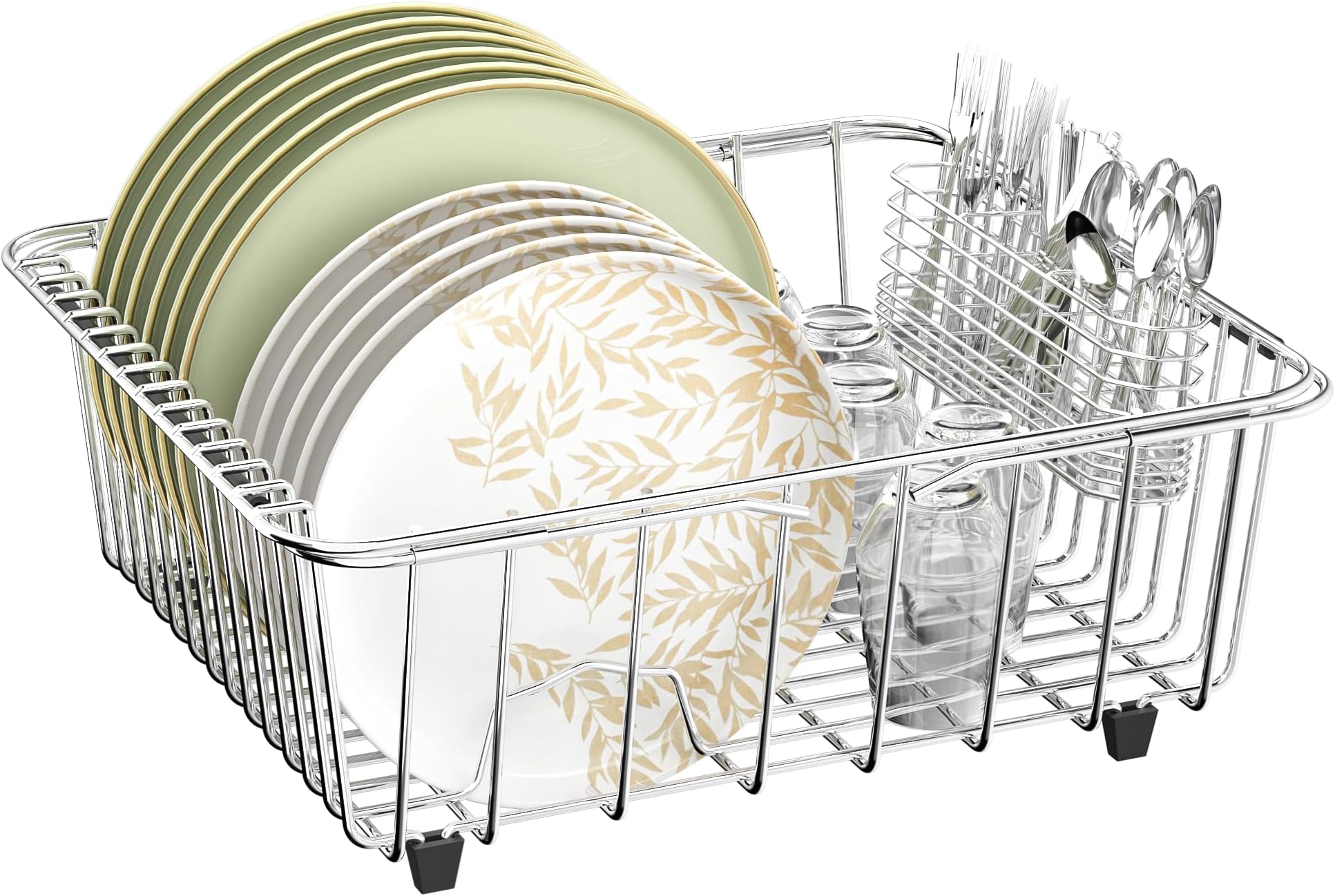 Amazon.com: 2-Piece Dish Drying Rack & Cutlery Holder Set - Compact ...