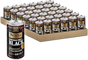 Amazon.co.jp: 【みのる商事】WONDA MORNING SHOT BLACK ワンダ モーニングショット ブラック 缶コーヒー 185g、30本 BOX アラビカ豆100%使用 ...