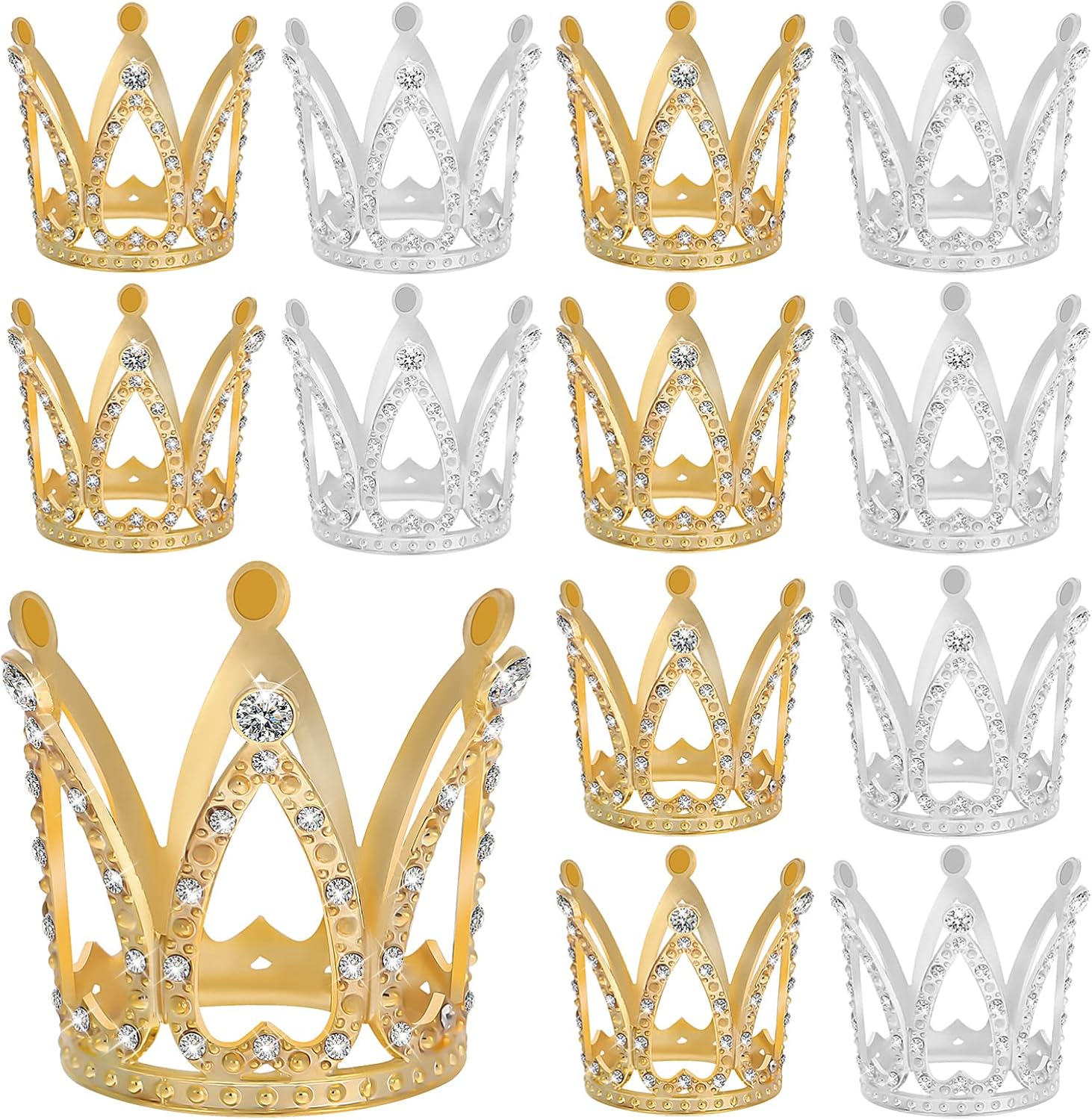 Amazon.com: TOYANDONA 12 Pcs Mini Crowns Cake Toppers, Mini Baby Crown ...