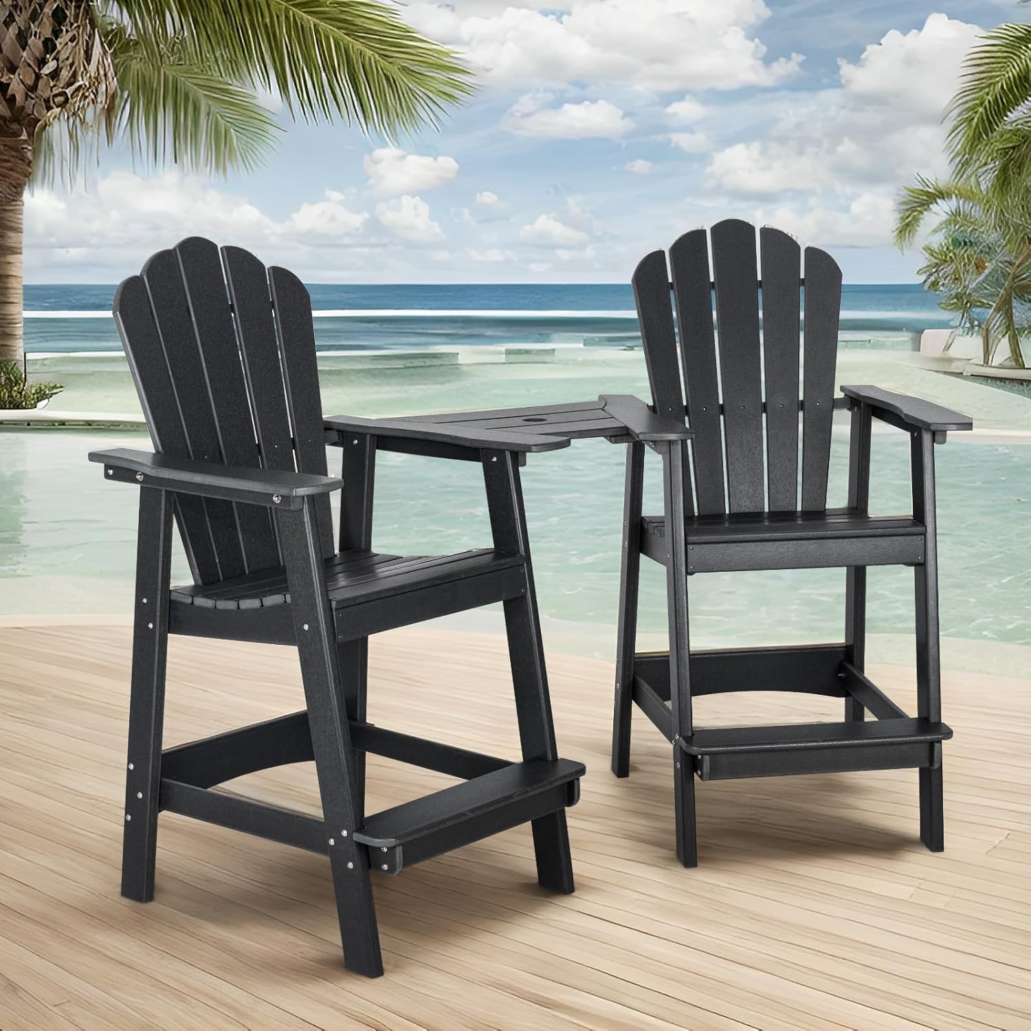 Amazon.com: INTOBOO Tall Adirondack Chair Set of 2, HDPE Adirondack ...
