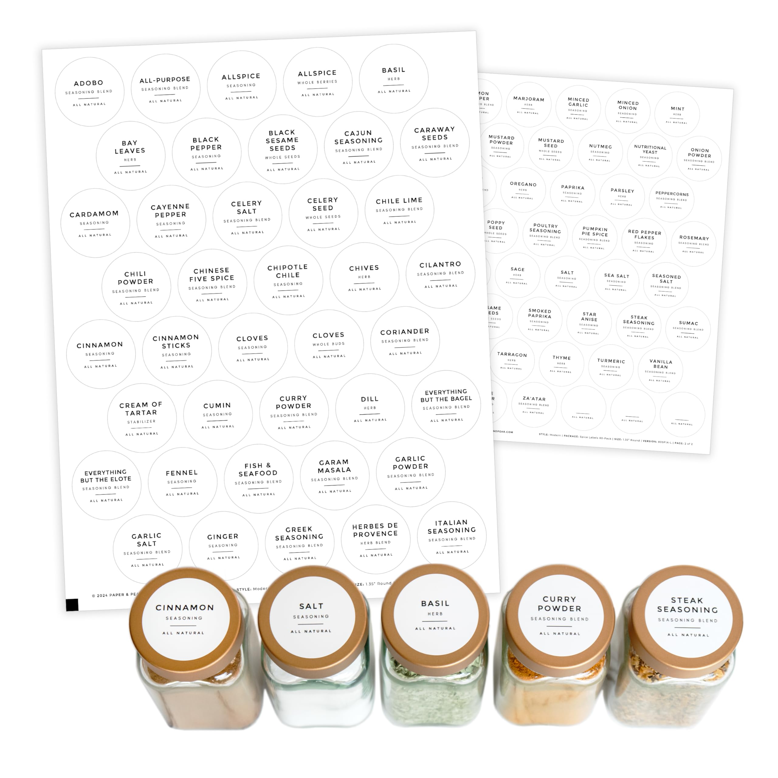 Amazon.com: Modern Style White Spice Labels (no Jars) by Paper & Pear ...