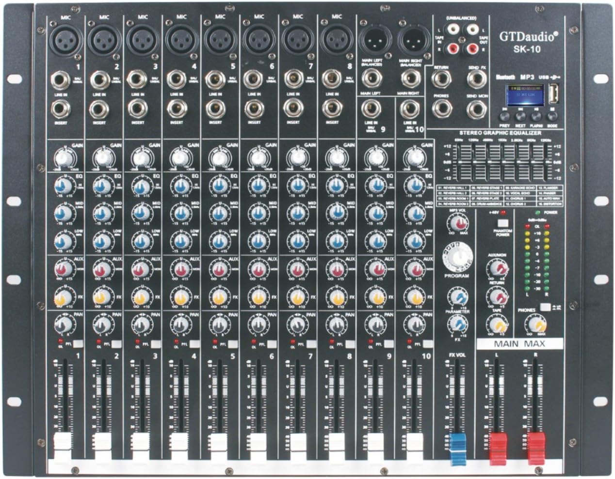 GTD Audio 10 Channel Professional Powered Mixer Power Amplifier, DJ ...
