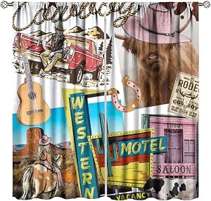 Amazon.com: Western Cow Decor Window Curtain Cowgirl Farmhouse Boho Cow ...