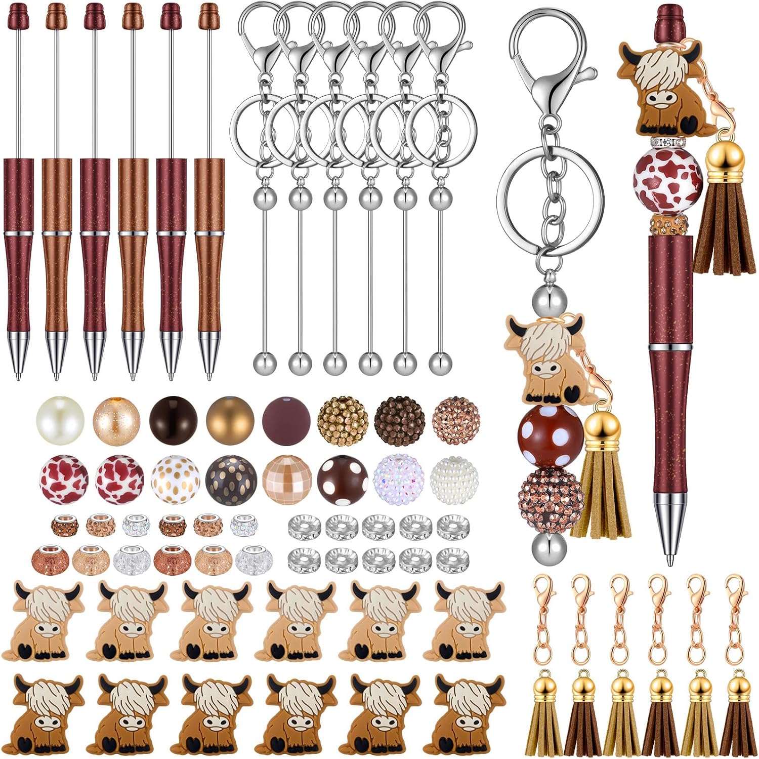 Amazon.com: Colarr 12 Pcs Beadable Pens Beadable Keychain Bars with ...