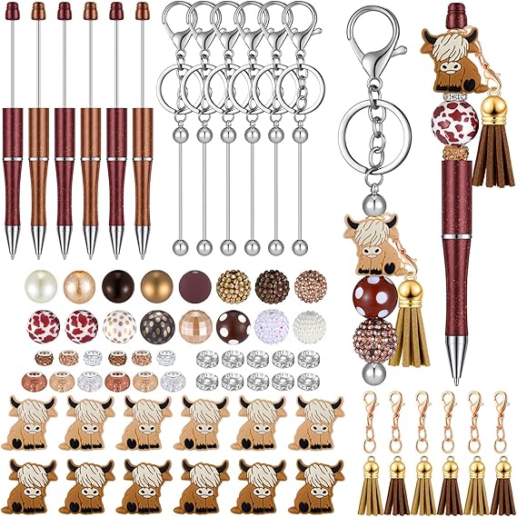 Amazon.com: Colarr 12 Pcs Beadable Pens Beadable Keychain Bars with ...