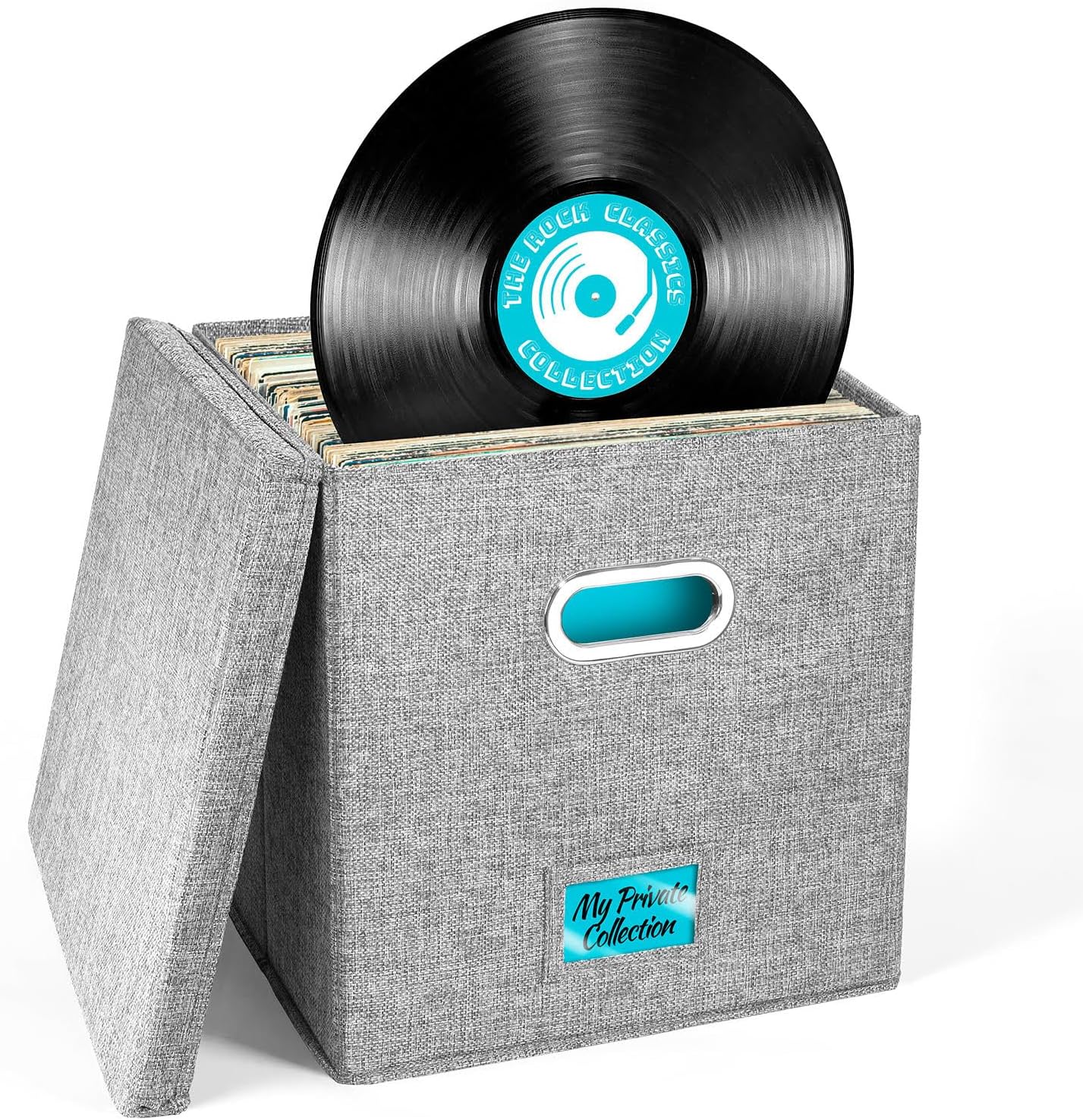 Amazon.com: Vinyl Record Storage Box for up to 50+ 12-Inch Albums ...