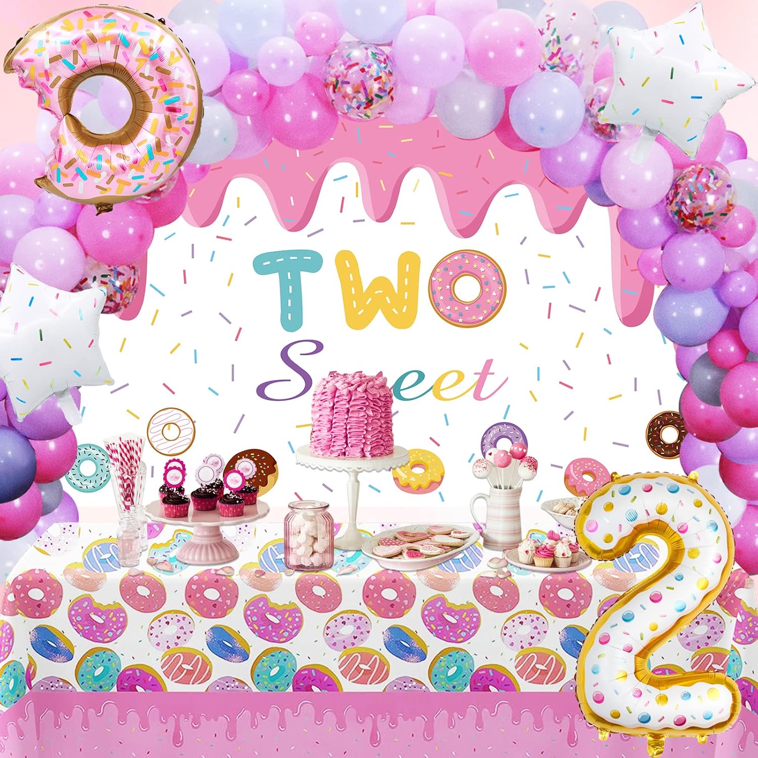 Amazon.com: Crenics Two Sweet Birthday Decorations - Two Sweet Birthday ...