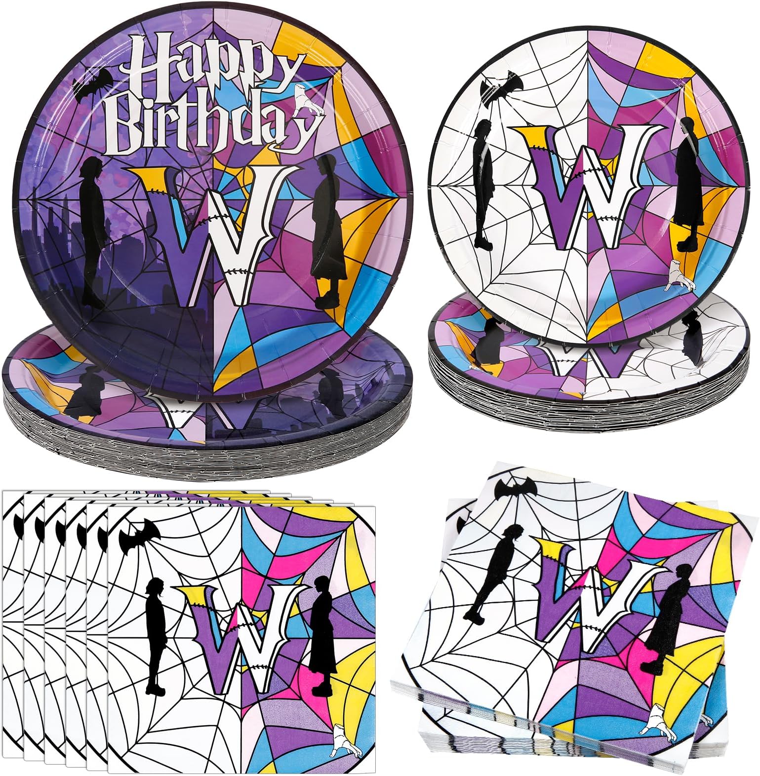 Amazon.com: MEZOOM 60pcs Wednesday Adams Themed Tableware Set Addams ...