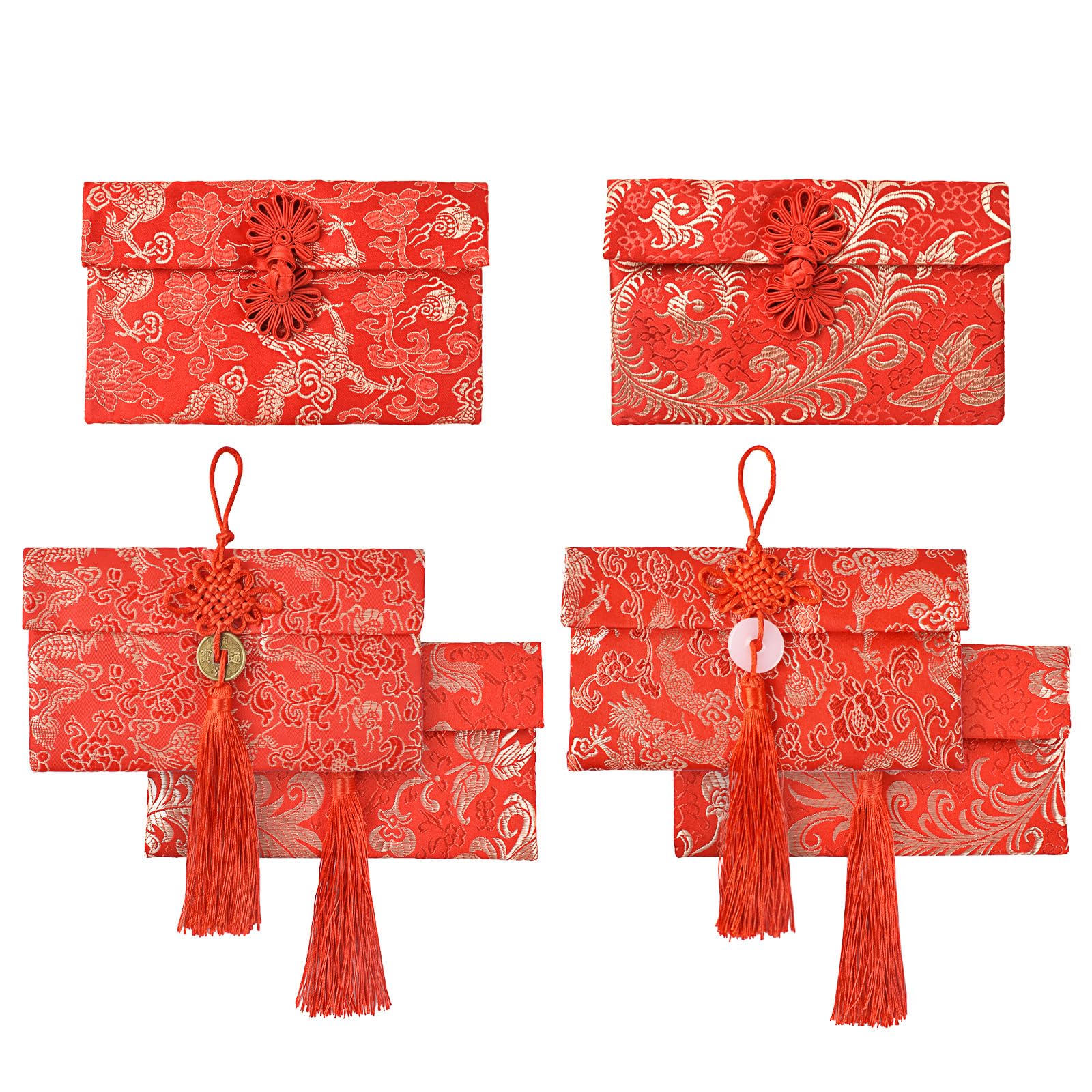 Amazon.com : Hanycon Silk Red Envelope 6PCS New Year Red Envelopes ...