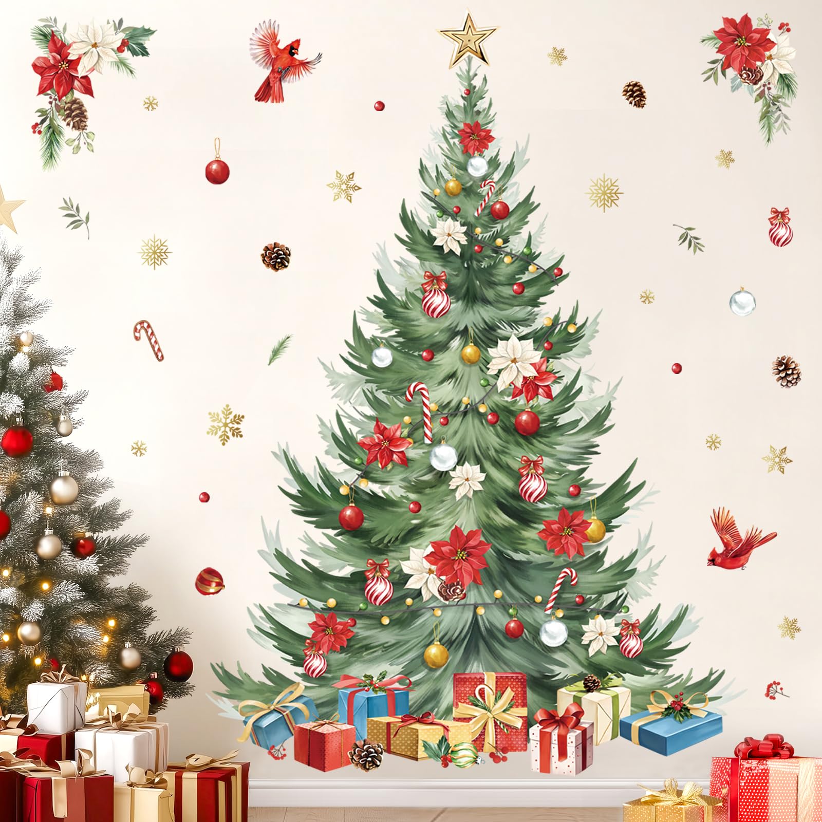Amazon.com: decalmile Large Christmas Tree Window Wall Decals ...