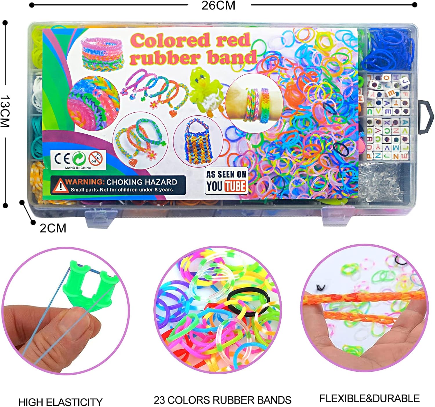 Loom Bands Kit,DIY Rubber Band Set Refill Friendship Bracelet Making ...