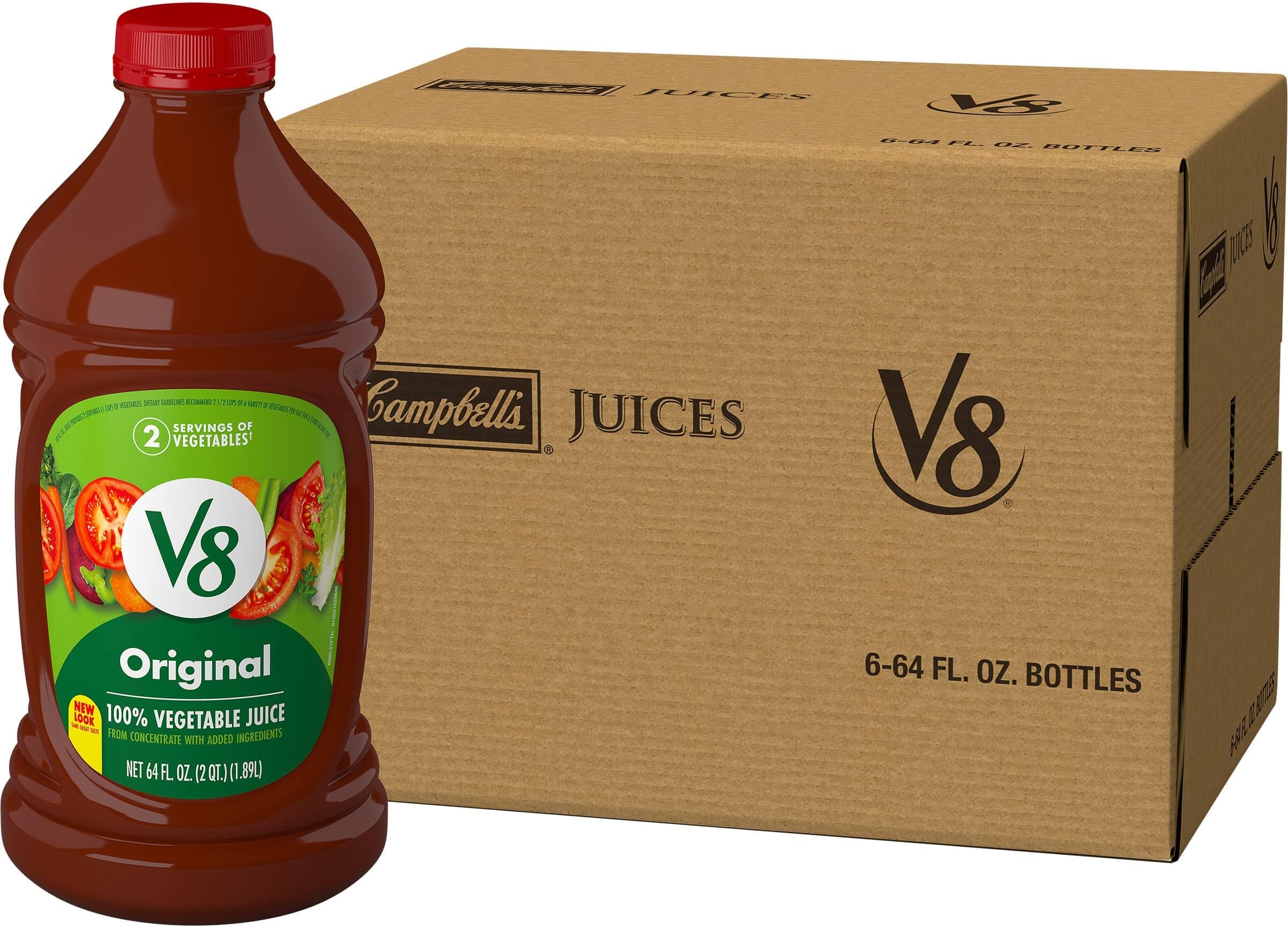 Amazon.com : V8 Original 100% Vegetable Juice, 64 fl oz Bottle (Case of ...