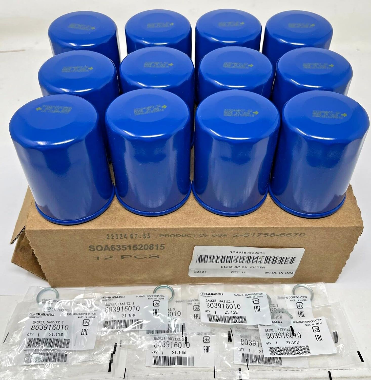 Subaru Engine Oil Filter & Crush Gasket Kit (1, 2, 3, 6, 12 pks ...